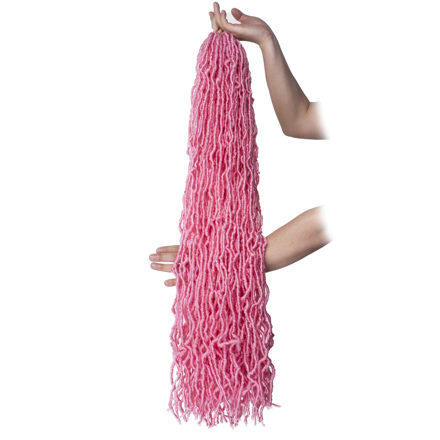 ZRQ 2 Packs 36 Inch Pink Faux Locs Crochet Hair - Soft Wavy Goddess ...