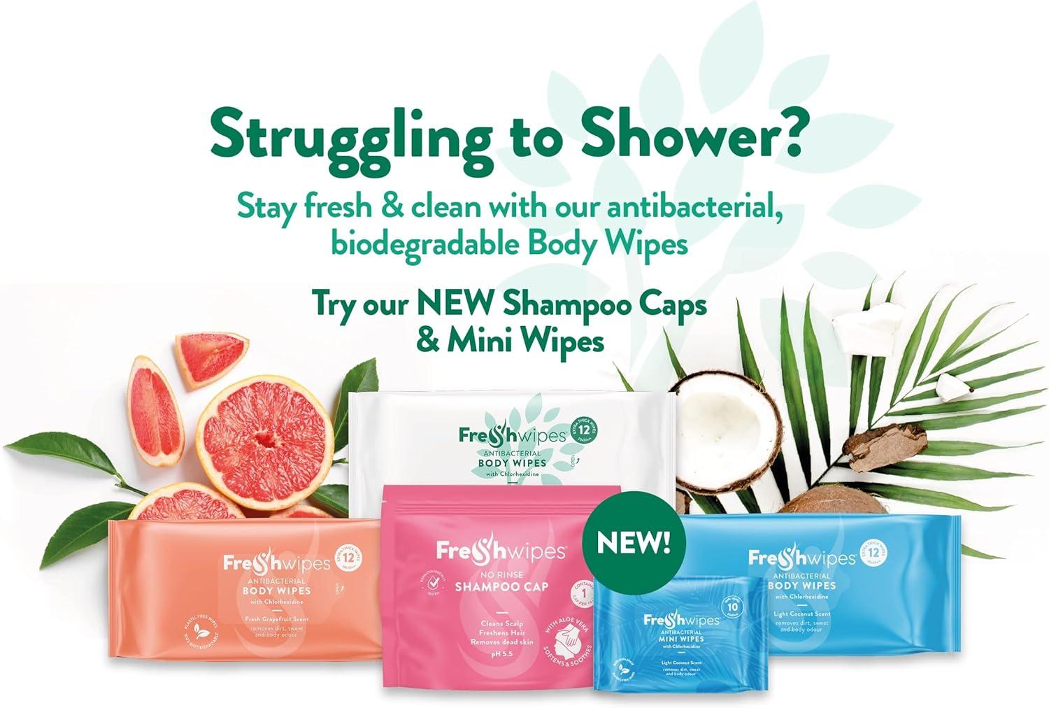 Coconut Scented Mini Body Wipes - 10 Pack | No Rinse Chlorhexidine ...