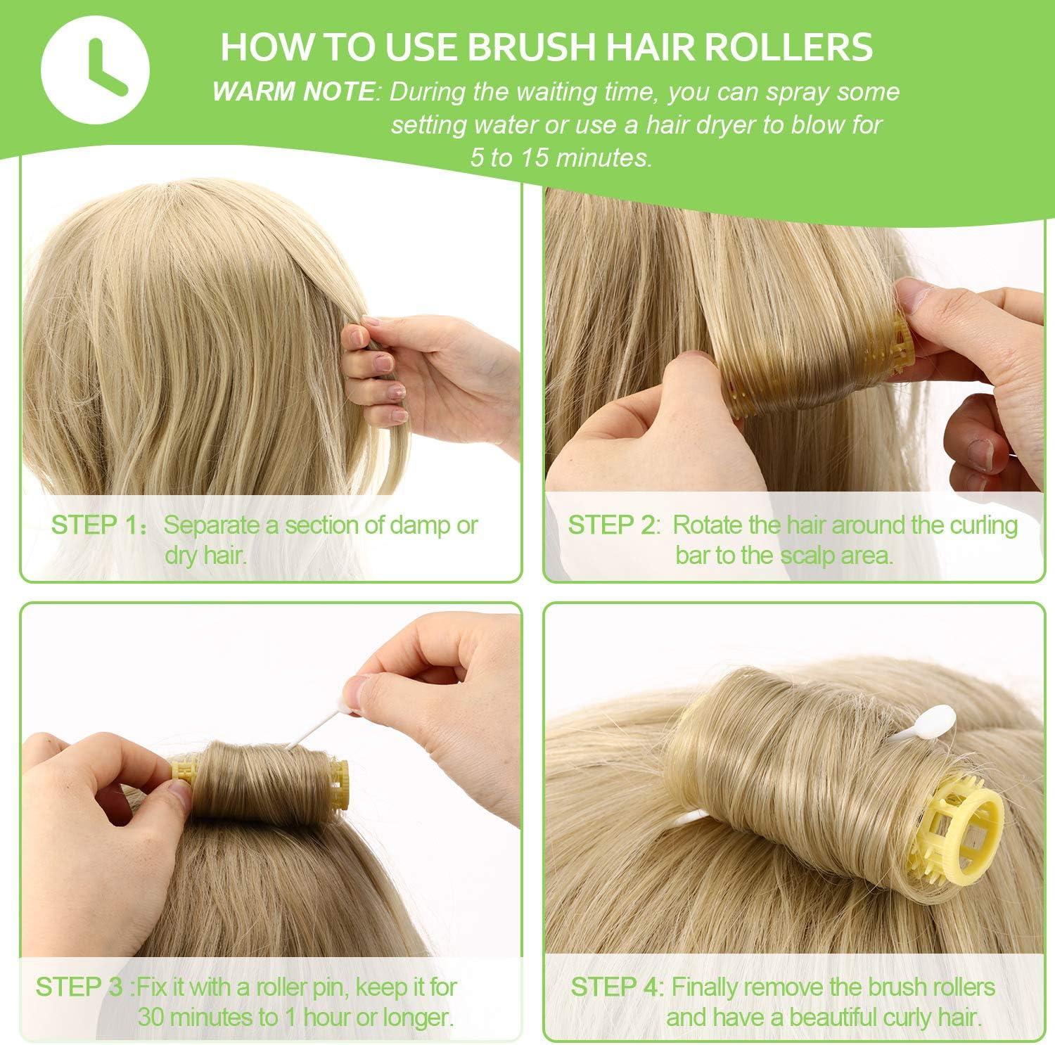 24 Pcs Brush Hair Rollers Mesh Hair Rollers Hair Curlers Roller with ...