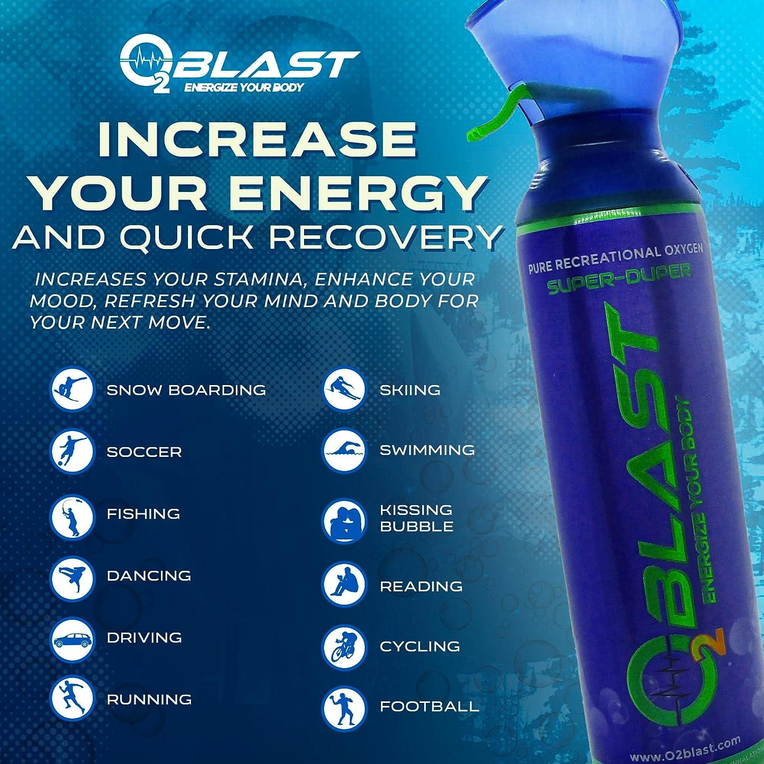 O2 Blast 10L Single Can 99.7% Pure Oxygen Supplement with Custom Mask ...