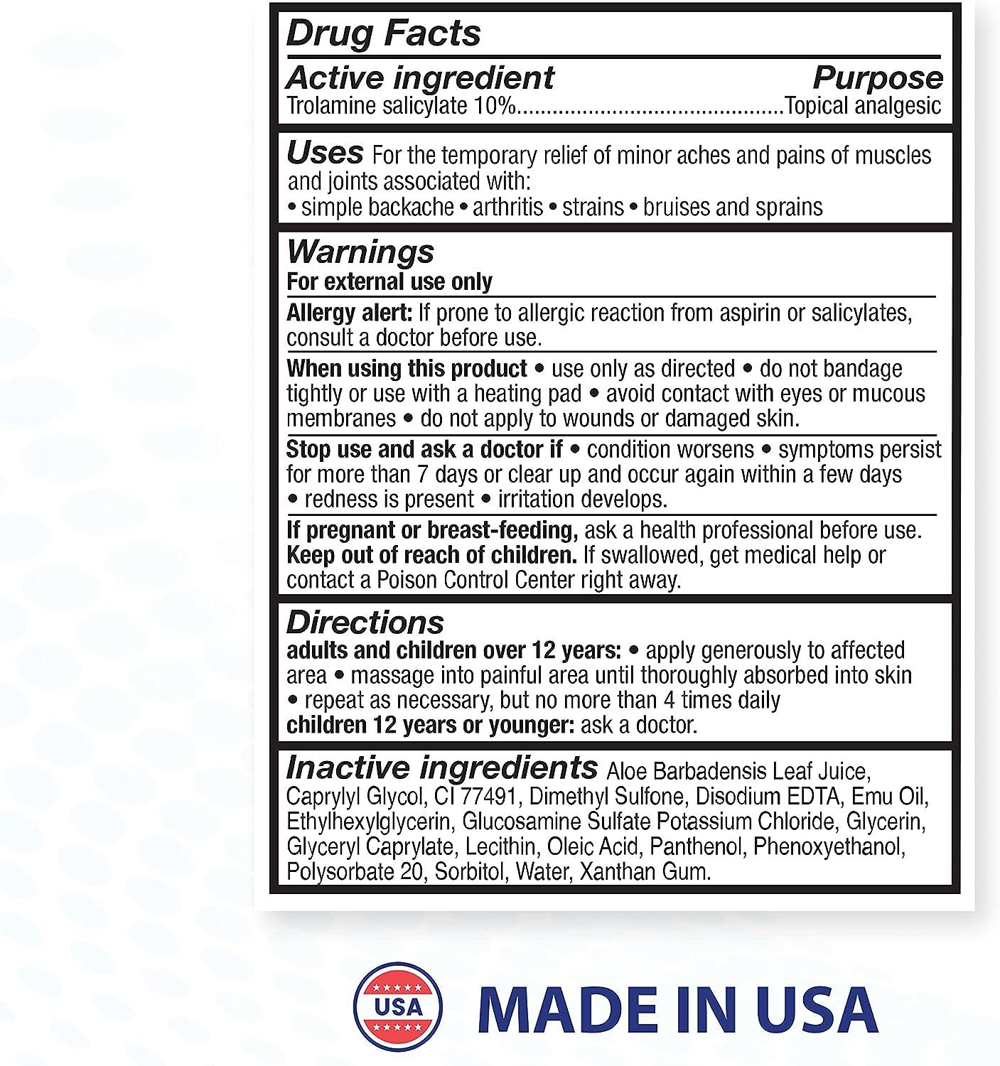 Blue Emu Pain Relief Spray with Emu Oil 4oz - Fast Drying Support for ...