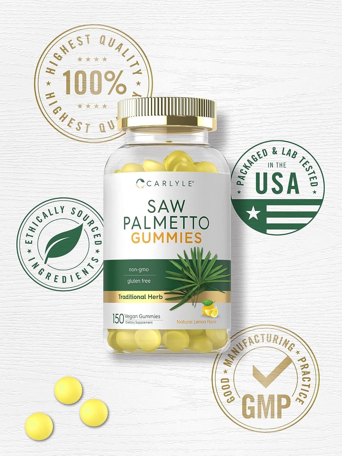 Carlyle Saw Palmetto Extract Gummies | 480mg | Vegan Non-GMO Gluten ...