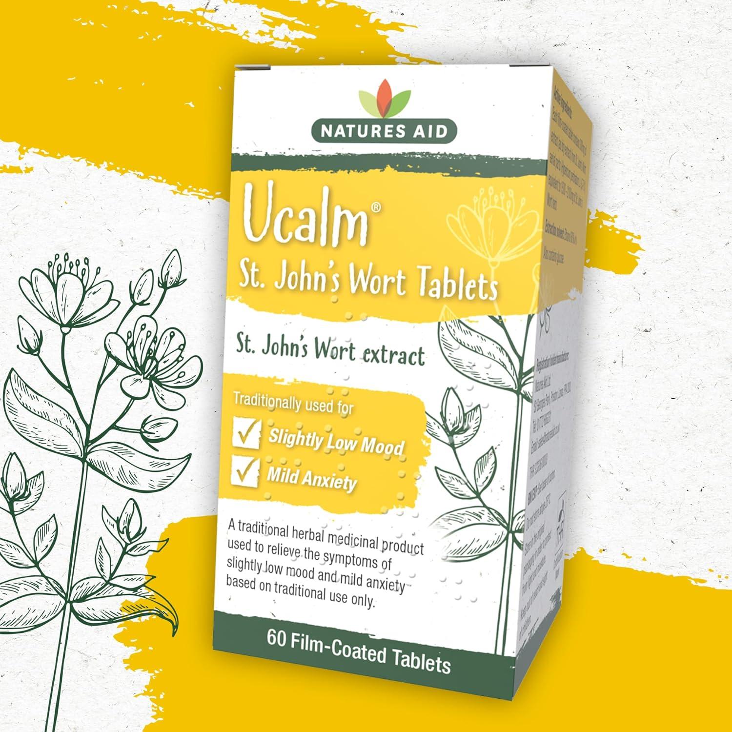 Natures Aid Ucalm St John's Wort Tablets - Relief for Low Mood ...