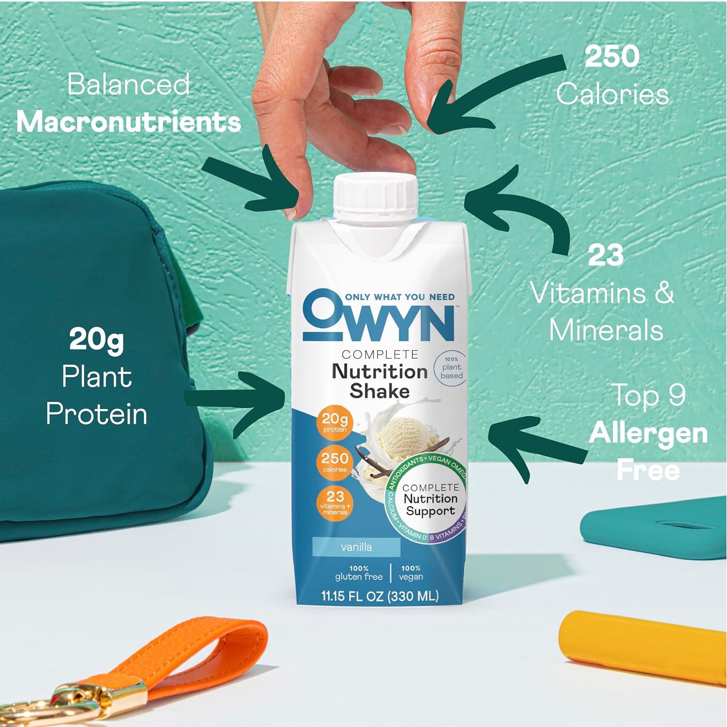 OWYN Vegan Complete Nutrition Protein Shake Vanilla 20g plant based protein 23 Vitamins Minerals ...