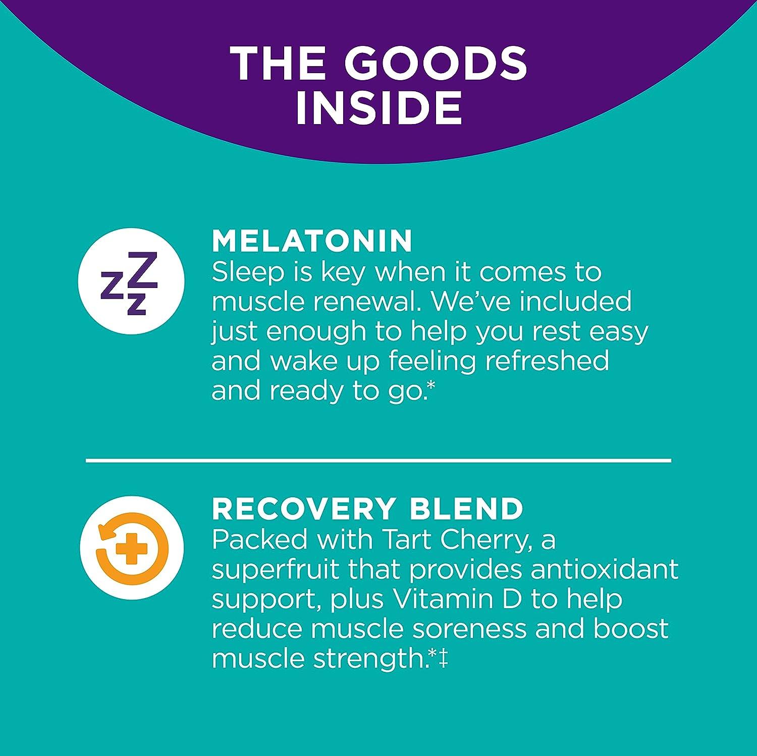 OLLY Muscle Recovery Sleep Gummies - 3mg Melatonin, Tart Cherry ...