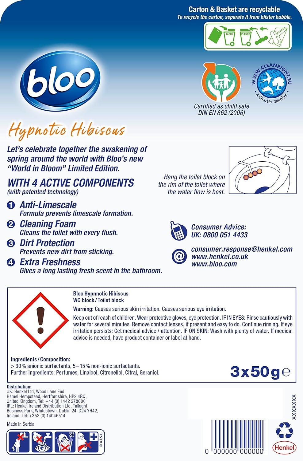 Bloo Limited Edition Hibiscus Clear Water Toilet Rim Block - 3-Pack ...