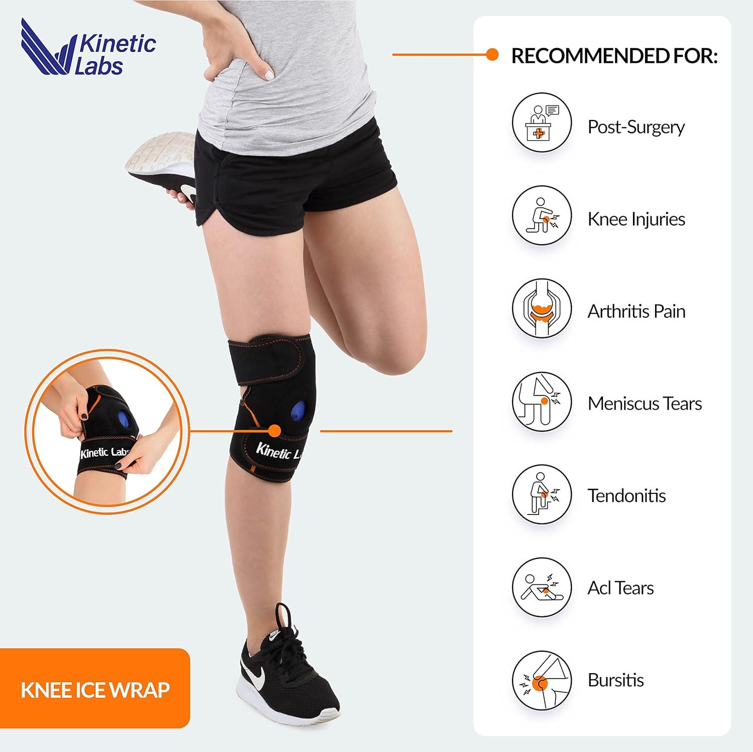 Kinetic Labs Knee Ice Wrap - Reusable Hot/Cold Pack for Entire Knee ...