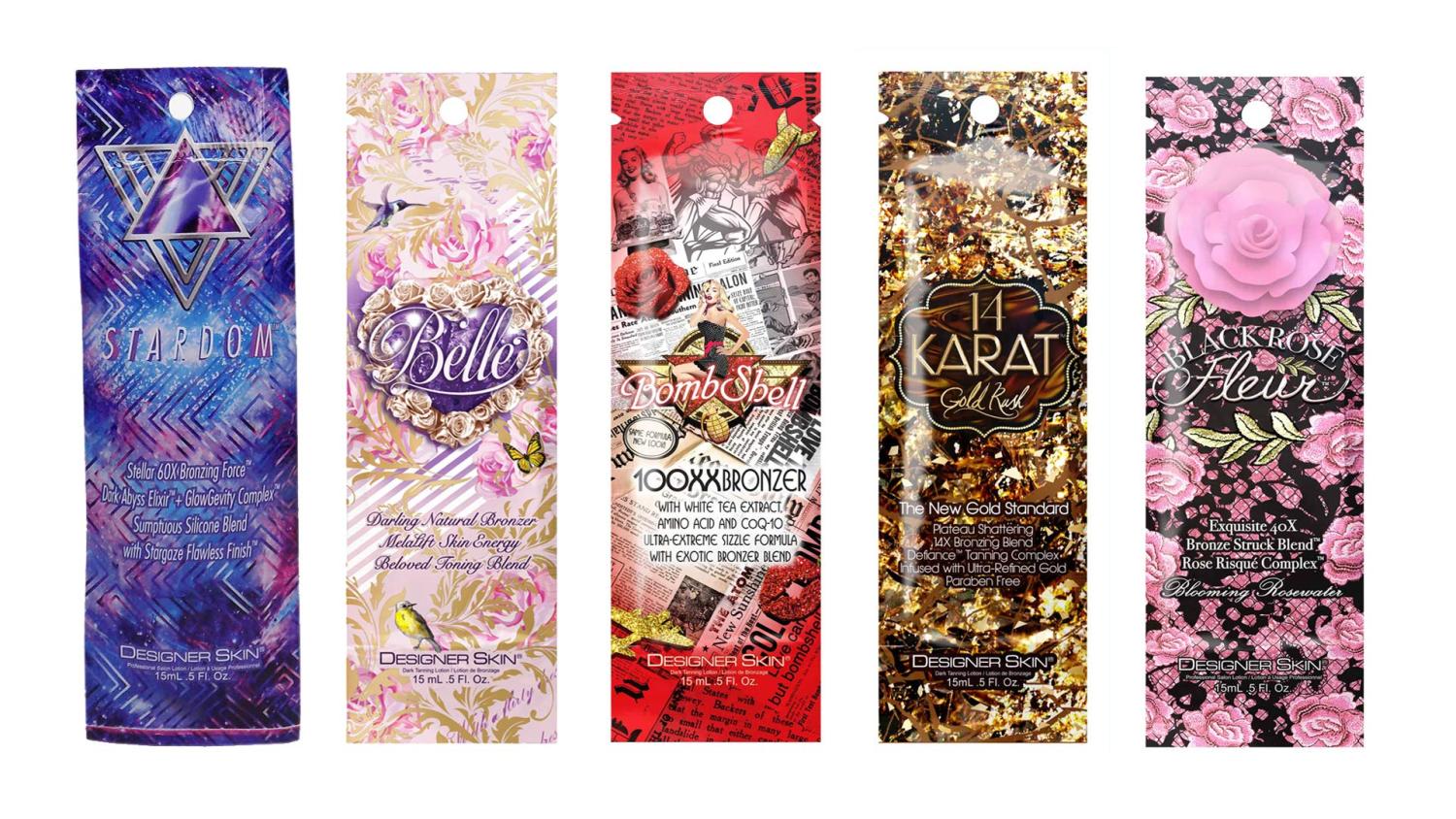 Designer Skin Tanning Lotion Packets (5 Pack) - Assorted Variety for a ...