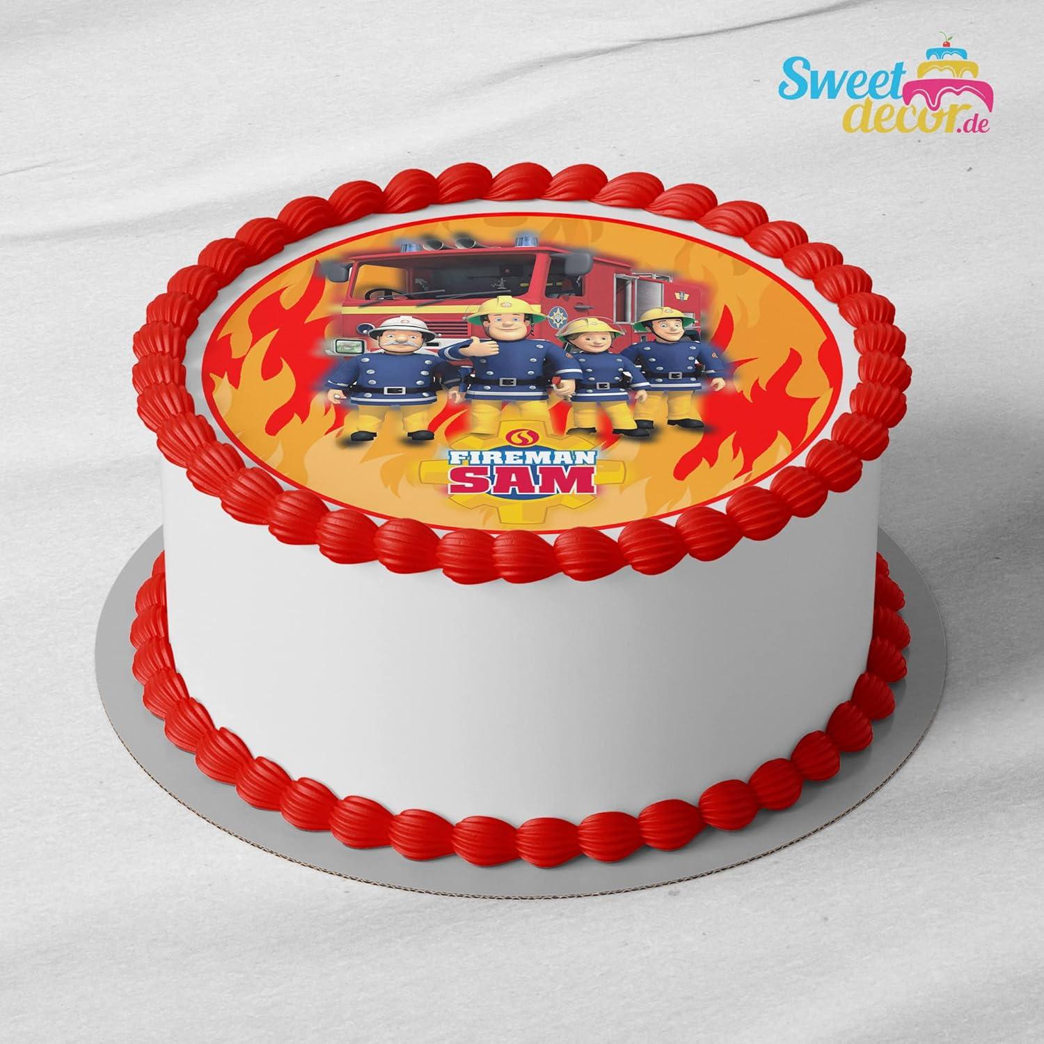 Edible Cake Topper - Firefighter Sam Birthday Decoration - 20cm Fondant ...