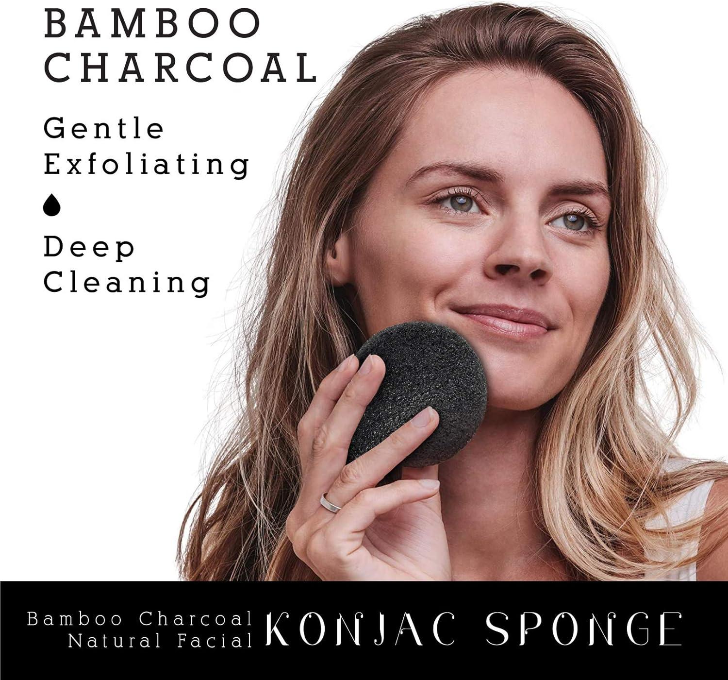 Pursonic Natural Konjac Bamboo Charcoal Facial Sponge - Gentle Cleansing & Exfoliation | Clogged ...