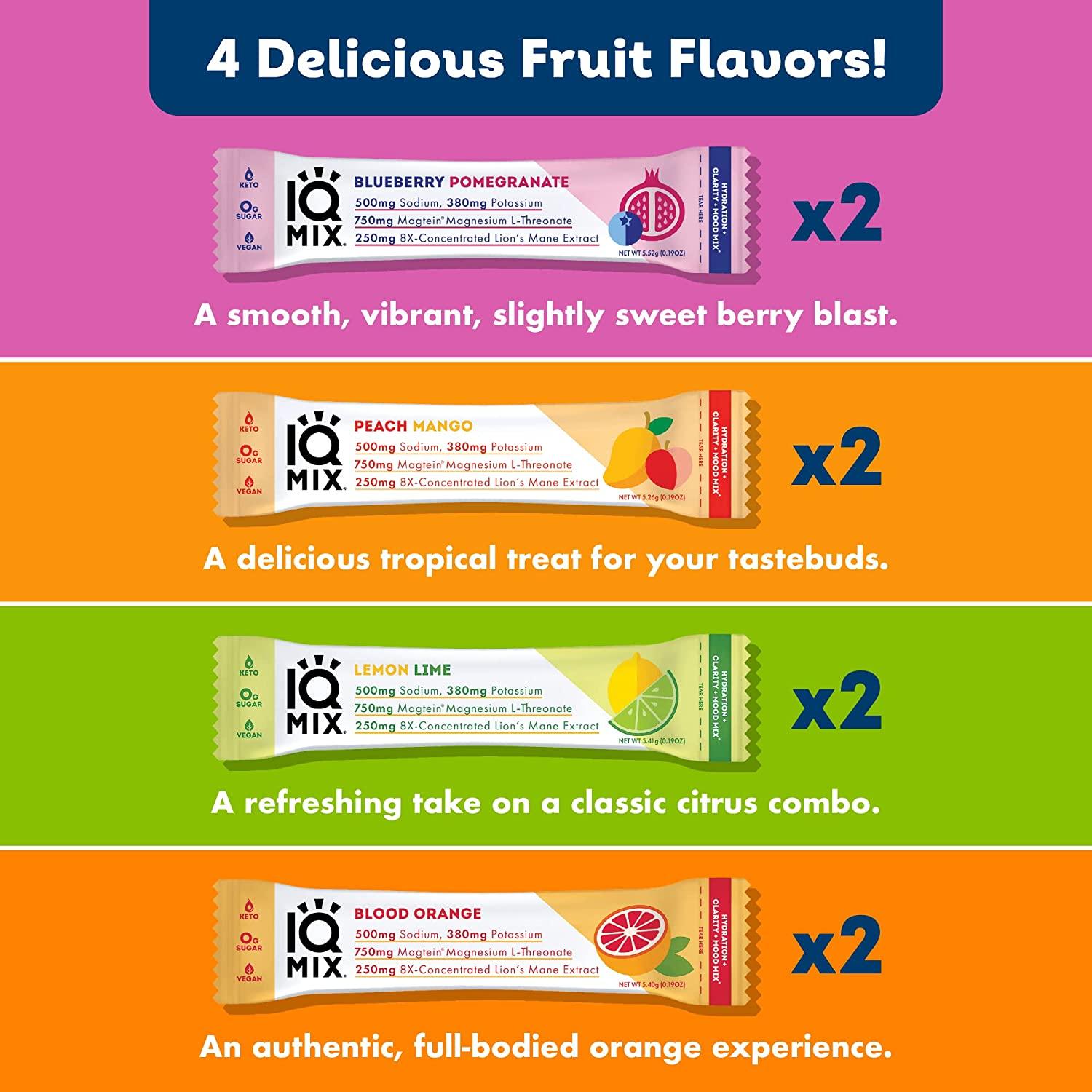 IQMIX Sugar Free Electrolyte Powder Packets with Lions Mane, Magnesium ...