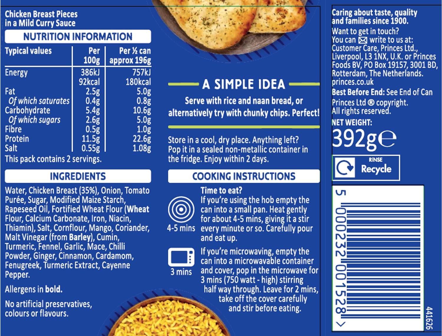 Princes Mild Chicken Curry 392g - Authentic Flavor, Easy to Prepare ...