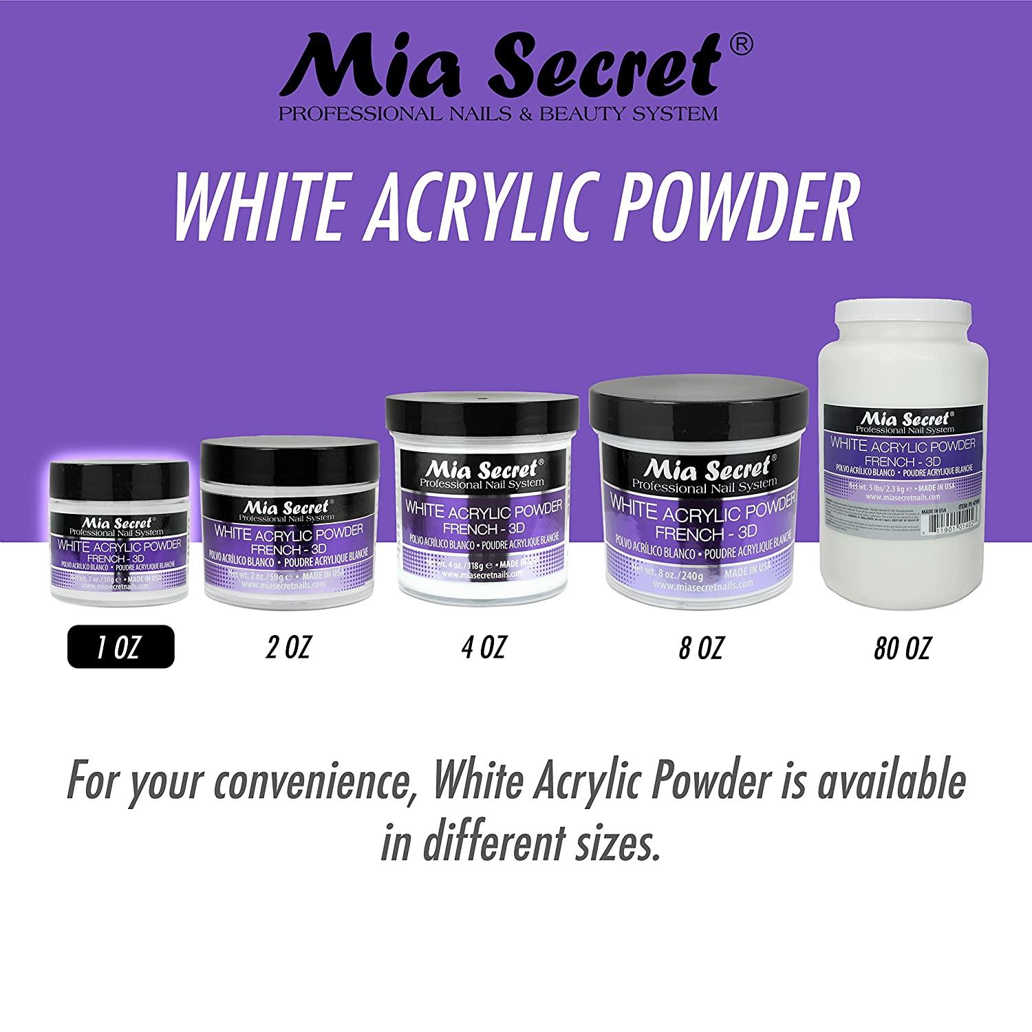 Mia Secret White Acrylic Powder 1oz - Professional Grade Nail Acrylic ...