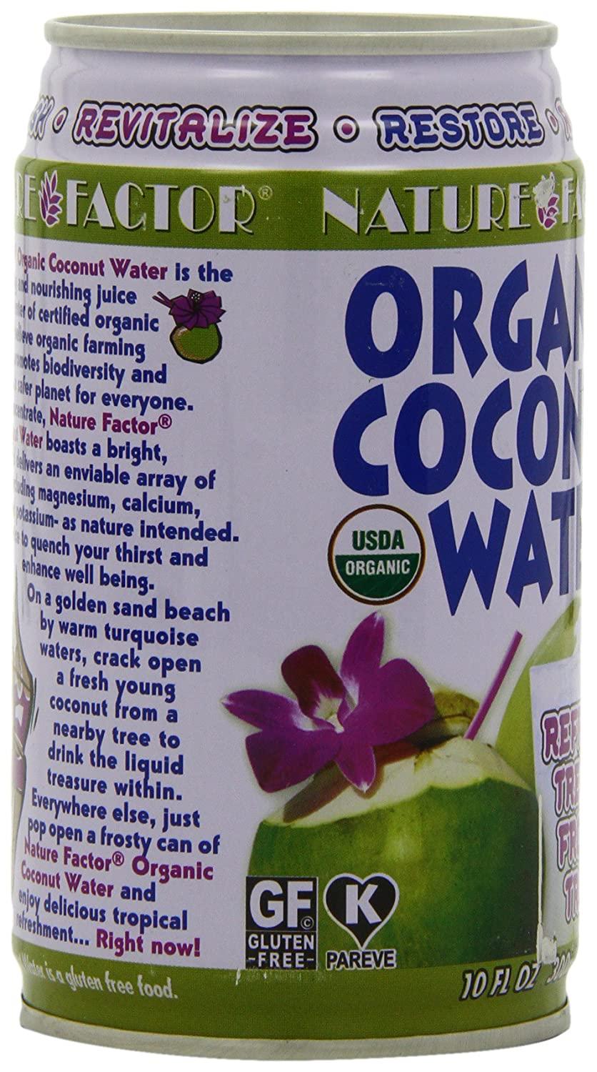 Nature Factor Organic Coconut Water 10oz Cans (12 Pack) - Pure ...