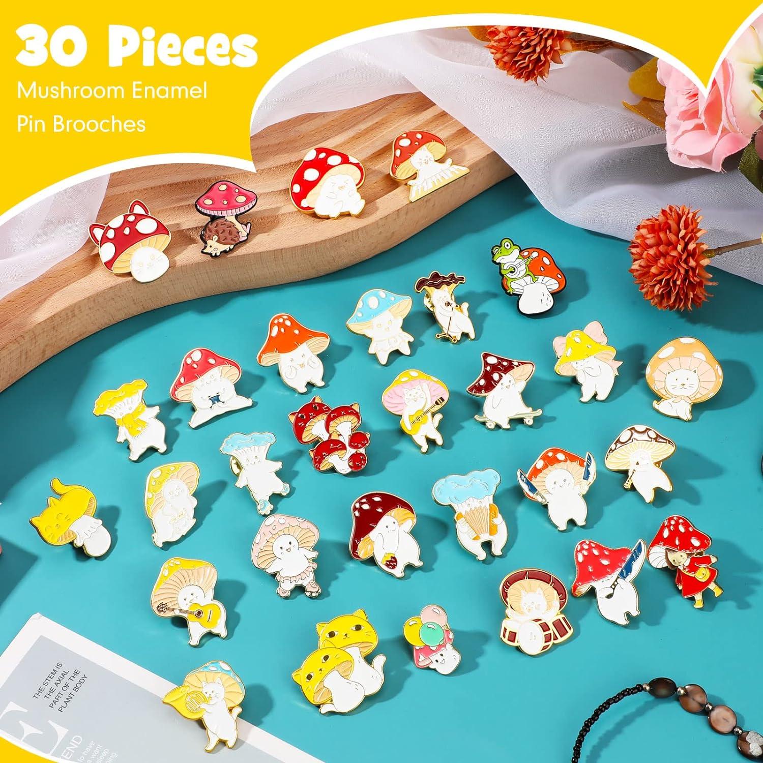 Cute Enamel Mushroom Pins Set - 30 Pcs Funny Anime Cartoon Aesthetic ...