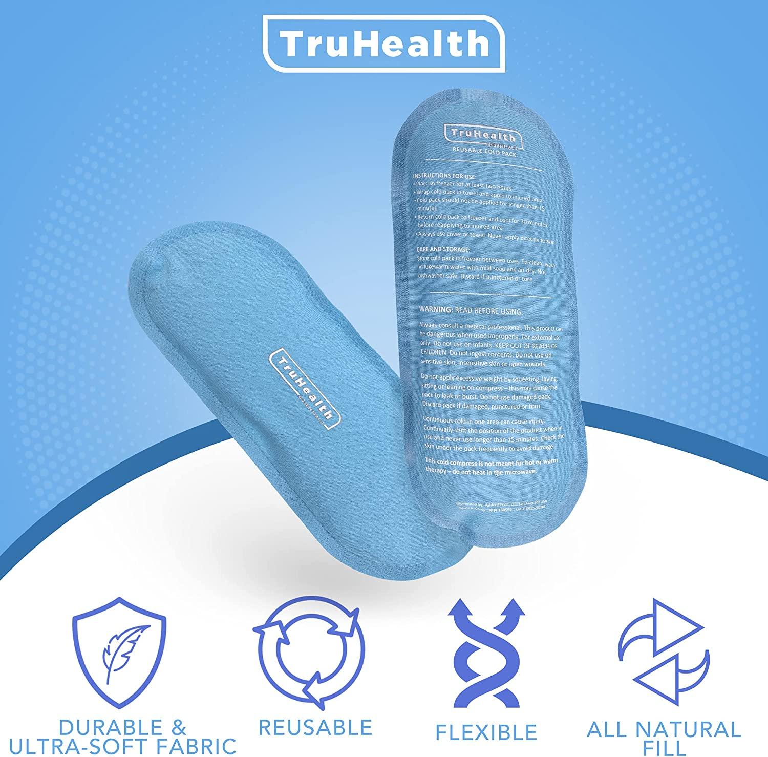 TruHealth Gel Ice Packs (2 Pack) - Large 5x10 inch for Pain Relief ...