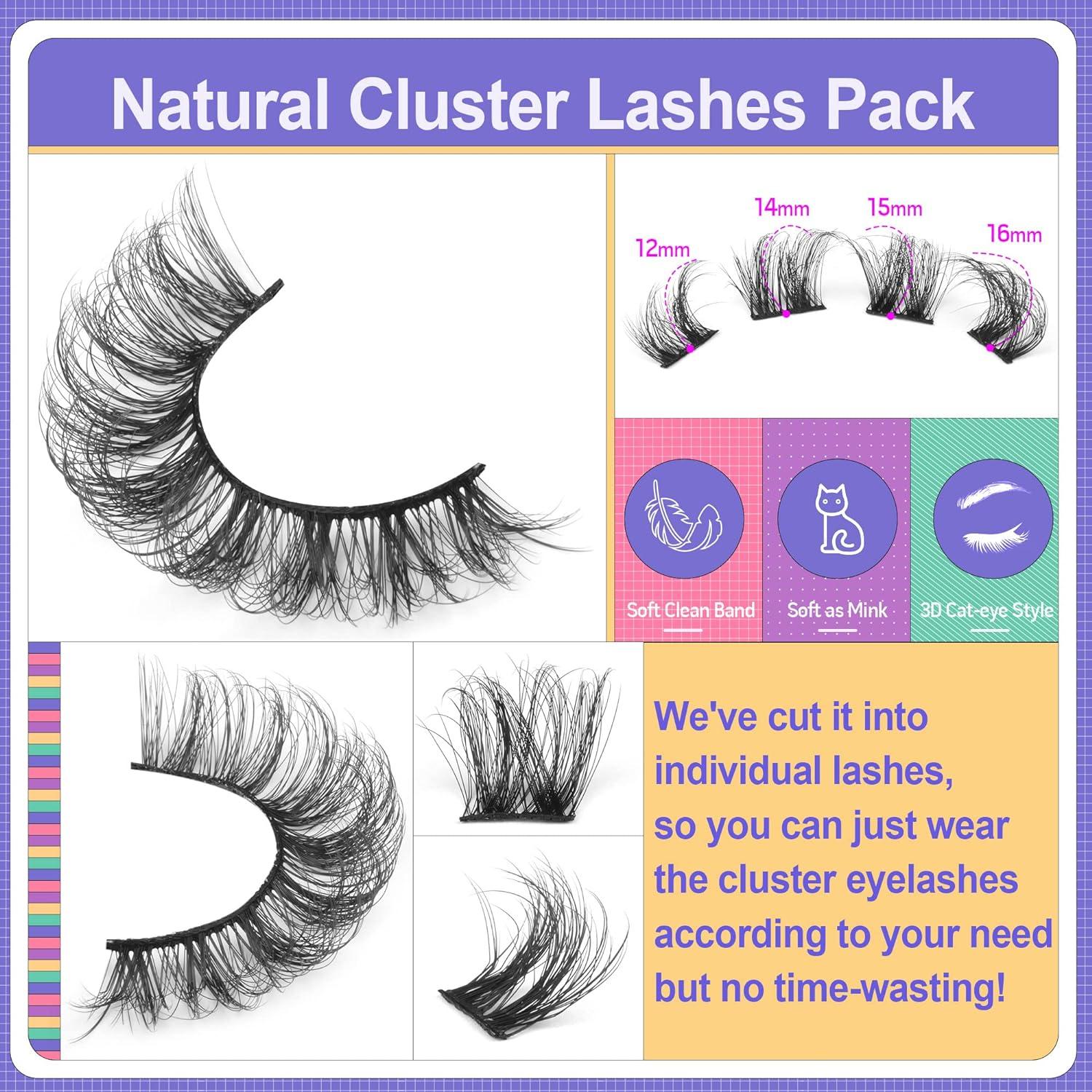 Cluster Lashes D Curl Russian Strip Lash Clusters 14MM 16MM 6D Volume ...