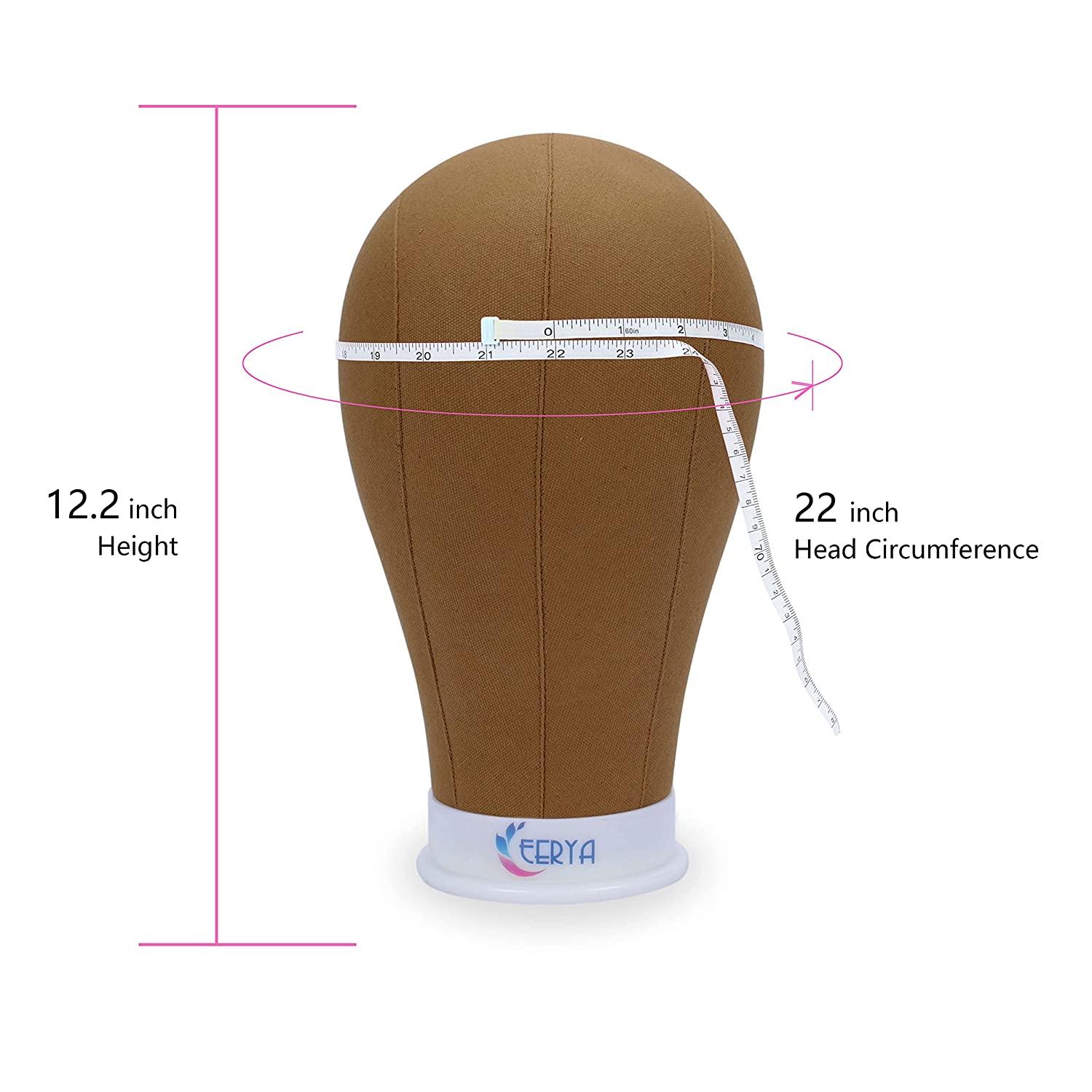 Eerya 22 Inch Brown Canvas Wig Head - Wig Stand & Mannequin for Styling ...