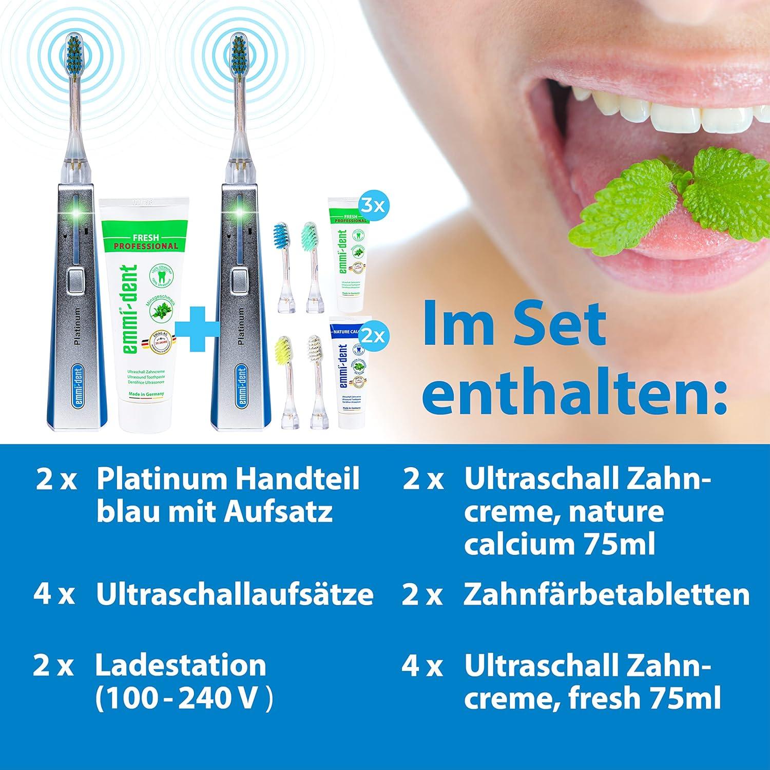 Emmi-Dent Ultrasound Toothbrush Platinum Carbon - Ideal for Sensitive ...