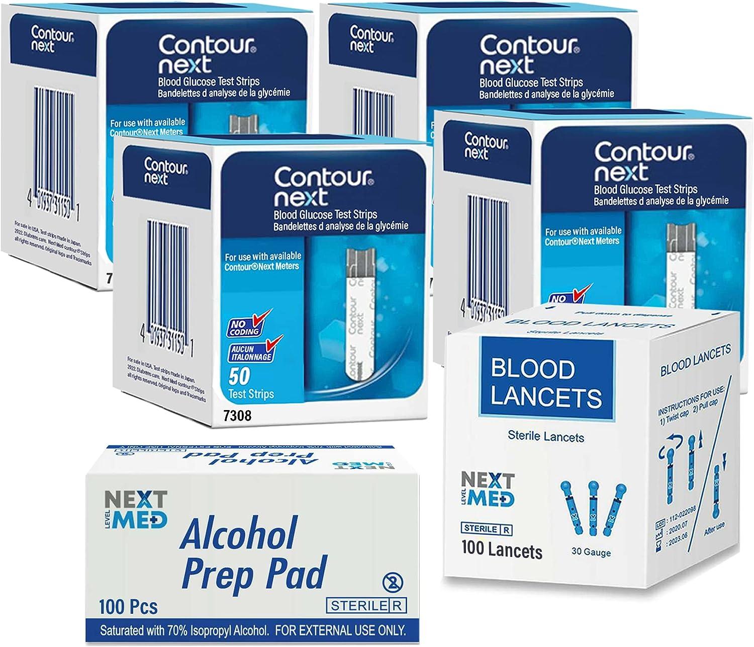 Next-Level-Med Diabetes Testing Kit - 200 Strips, 100 Lancets, 100 ...