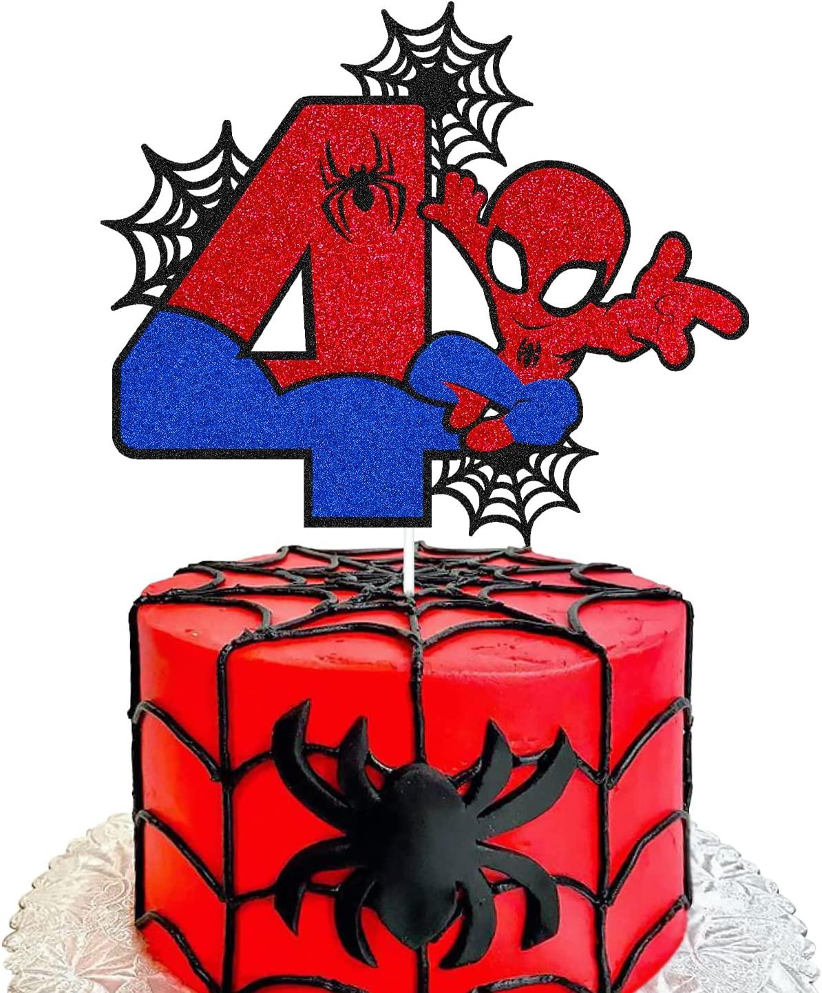 Spider 4th Birthday Cake Topper Spider Cartoon Movie Themed Happy 4s ...