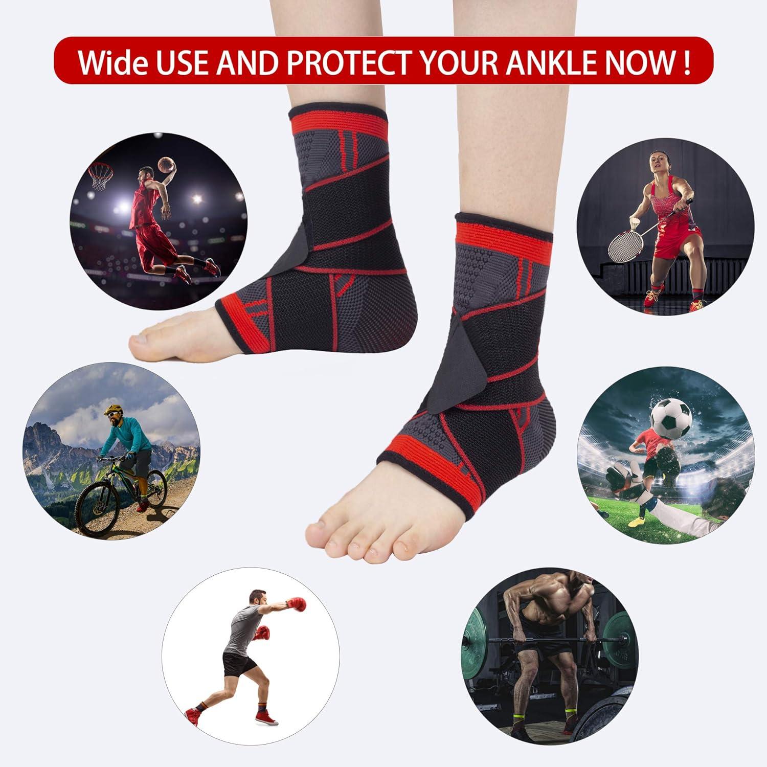 Set of 2 Ankle Compression Sleeves - Adjustable Support for Injury ...