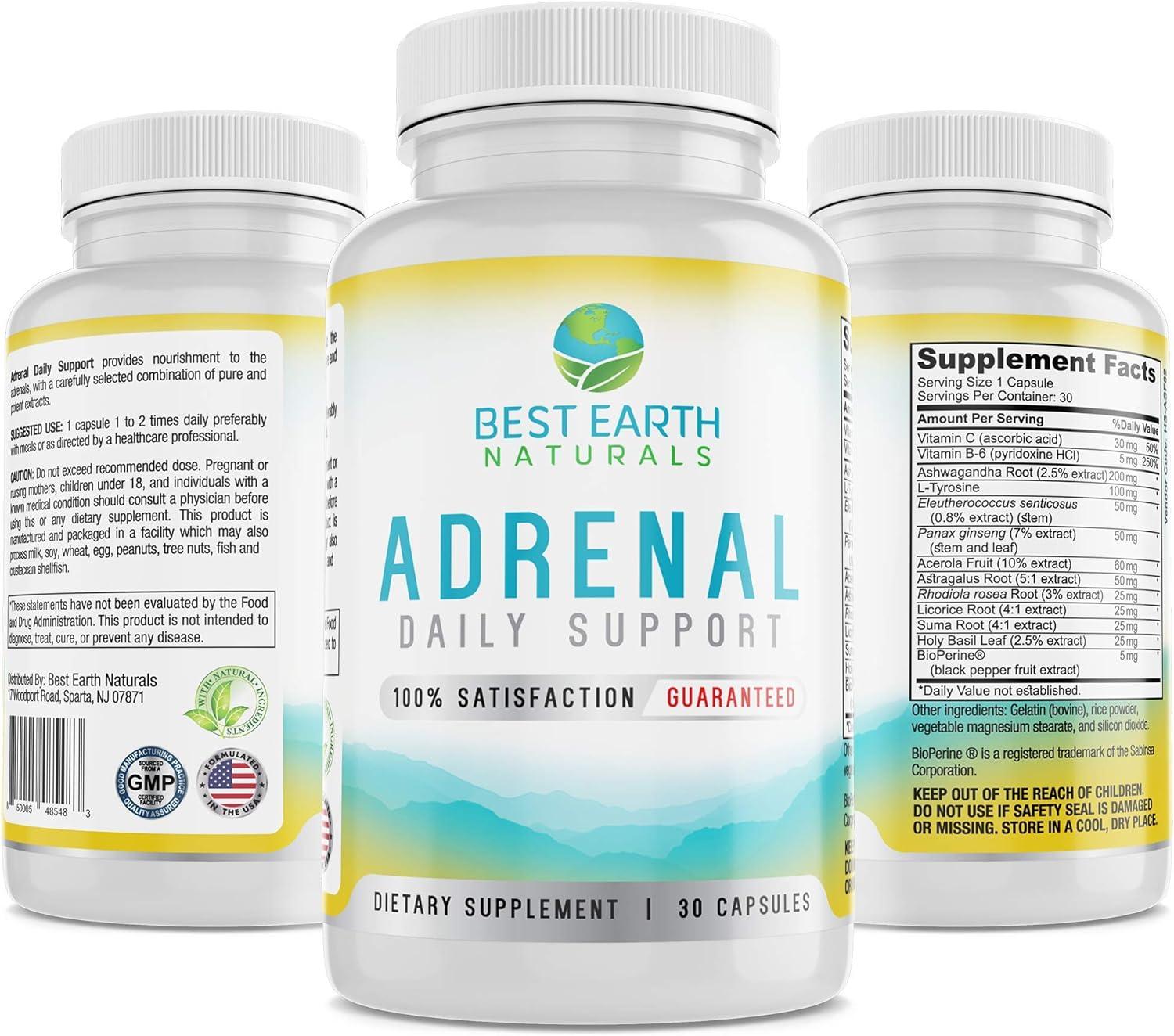 Earth Naturals Adrenal Support Supplement - 30 Count with Rhodiola ...
