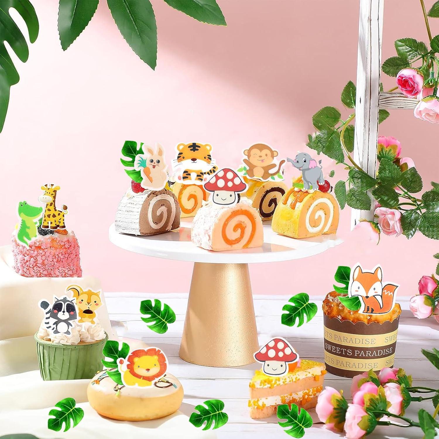 Catelves 60 Edible Jungle Animal Cake Decorations - Muffin & Cupcake ...
