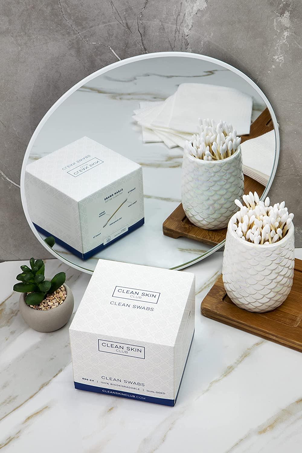 Clean Skin Club Biodegradable Organic Cotton Bamboo Swabs 500CT Pointed ...