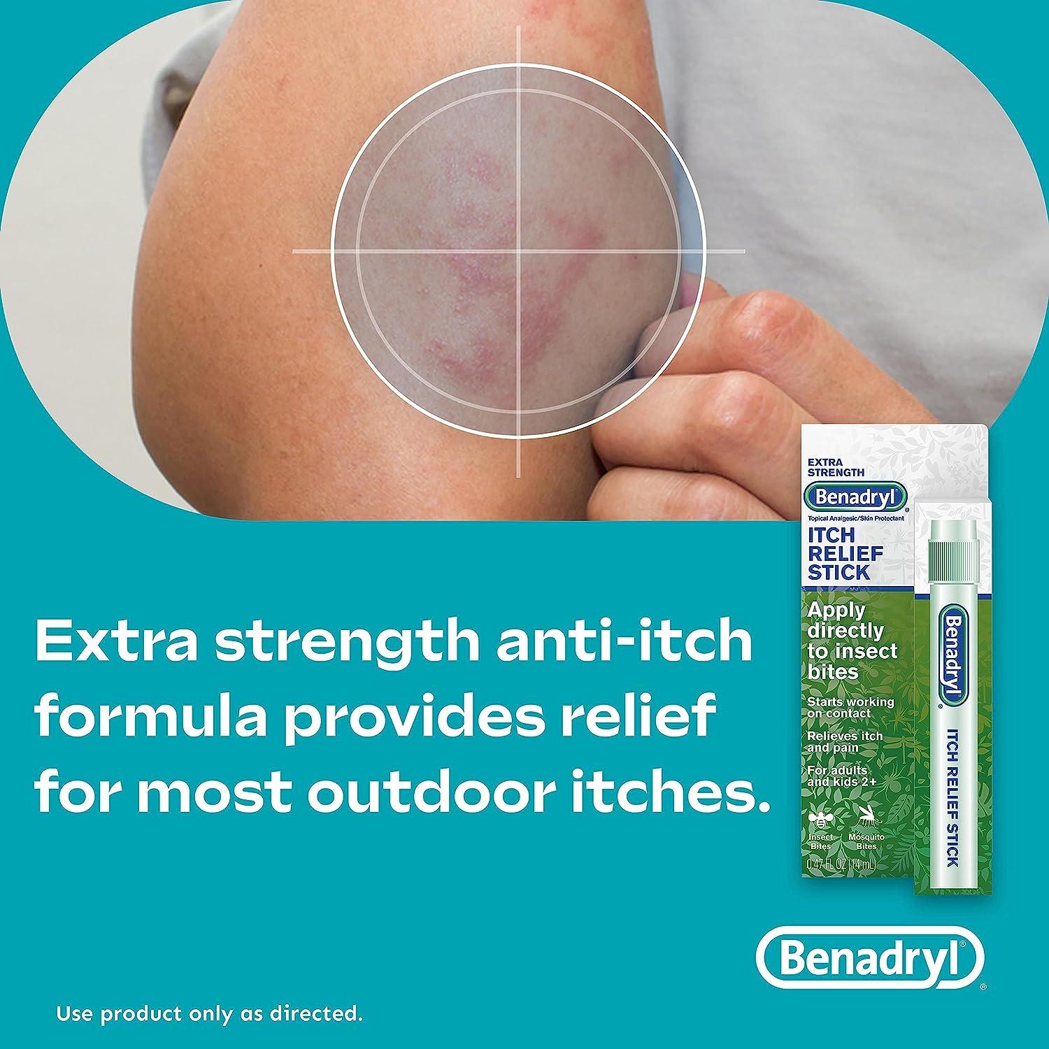 Benadryl Extra Strength Itch Relief Stick Diphenhydramine Topical Analgesic and Zinc Acetate ...