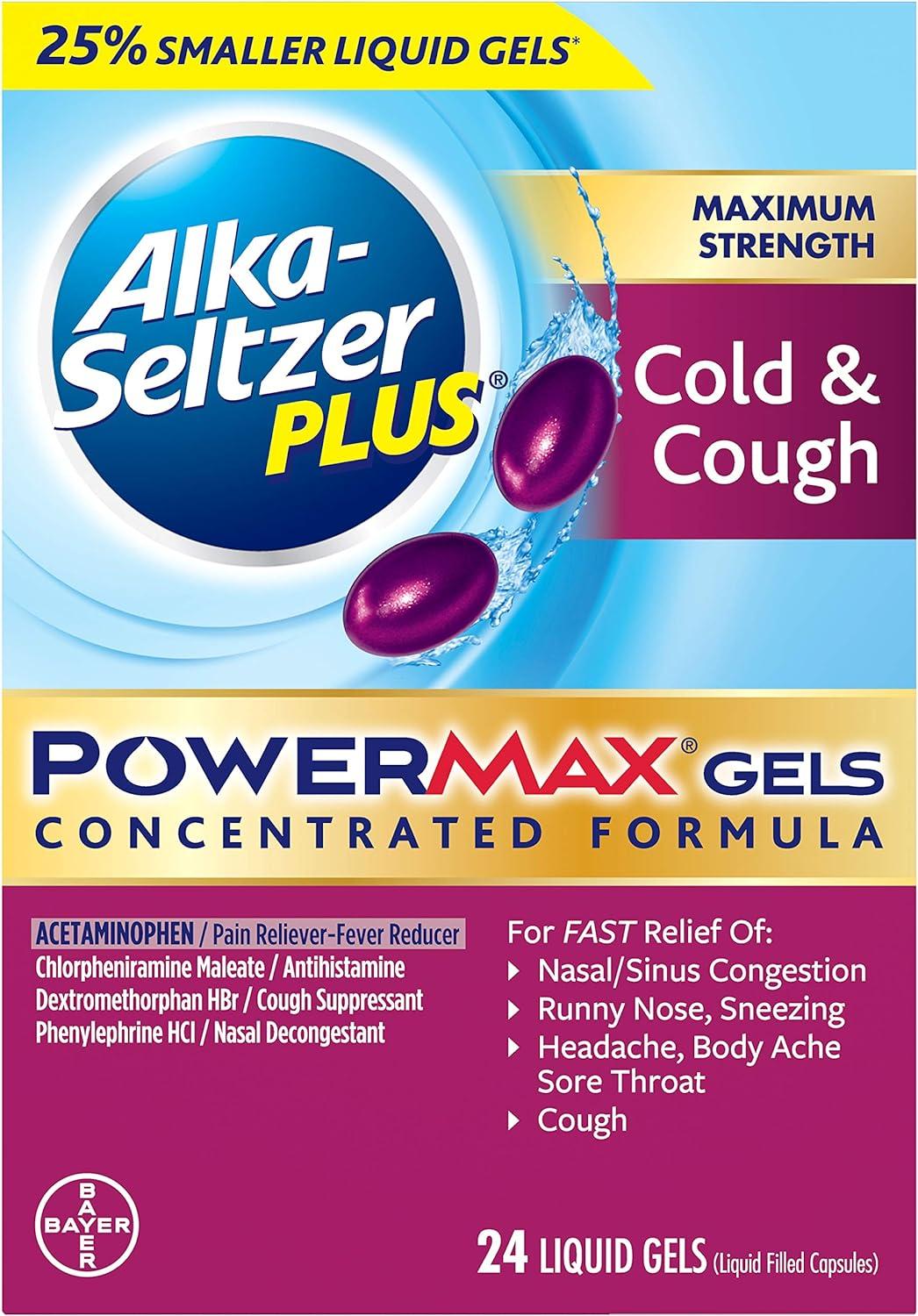 Alka Seltzer Plus Maximum Strength PowerMax Cold and Cough Medicine ...