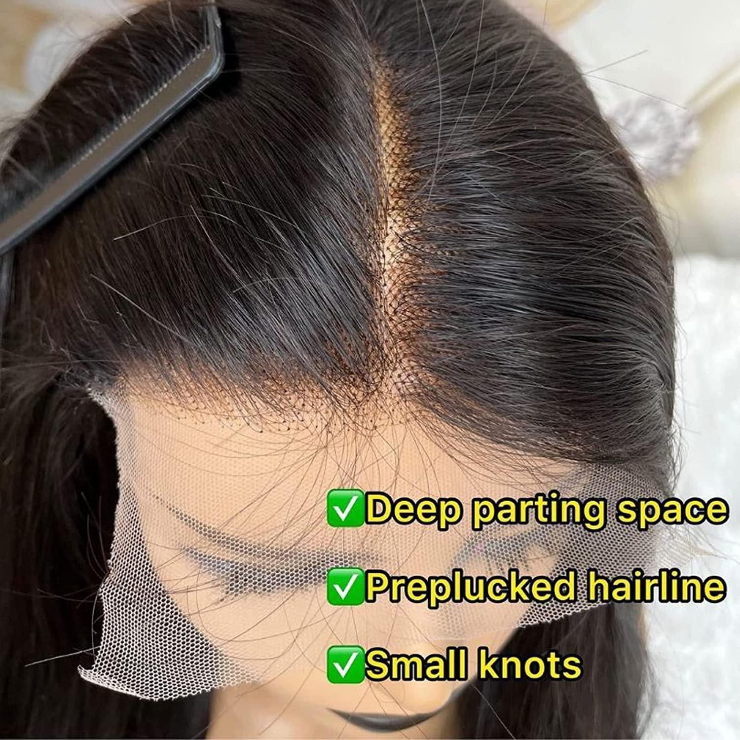 MEIKING 28 Inch Body Wave Human Hair Lace Front Wig - 180% Density, HD ...