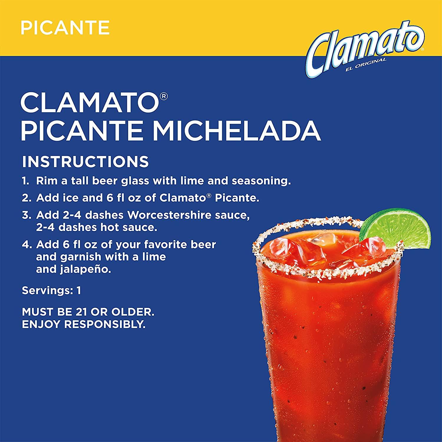 Clamato Picante Tomato Cocktail 64 fl oz Bottles - Pack of 8