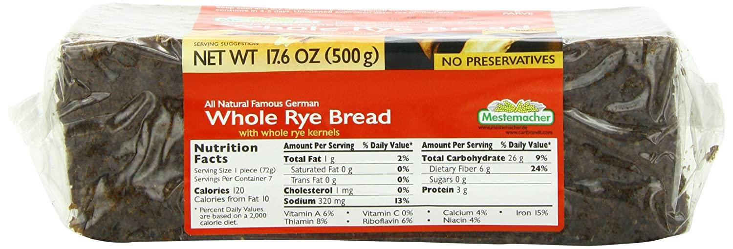 Mestemacher Whole Rye Bread - 17.6oz (Pack of 6) Delicious & Nutritious ...