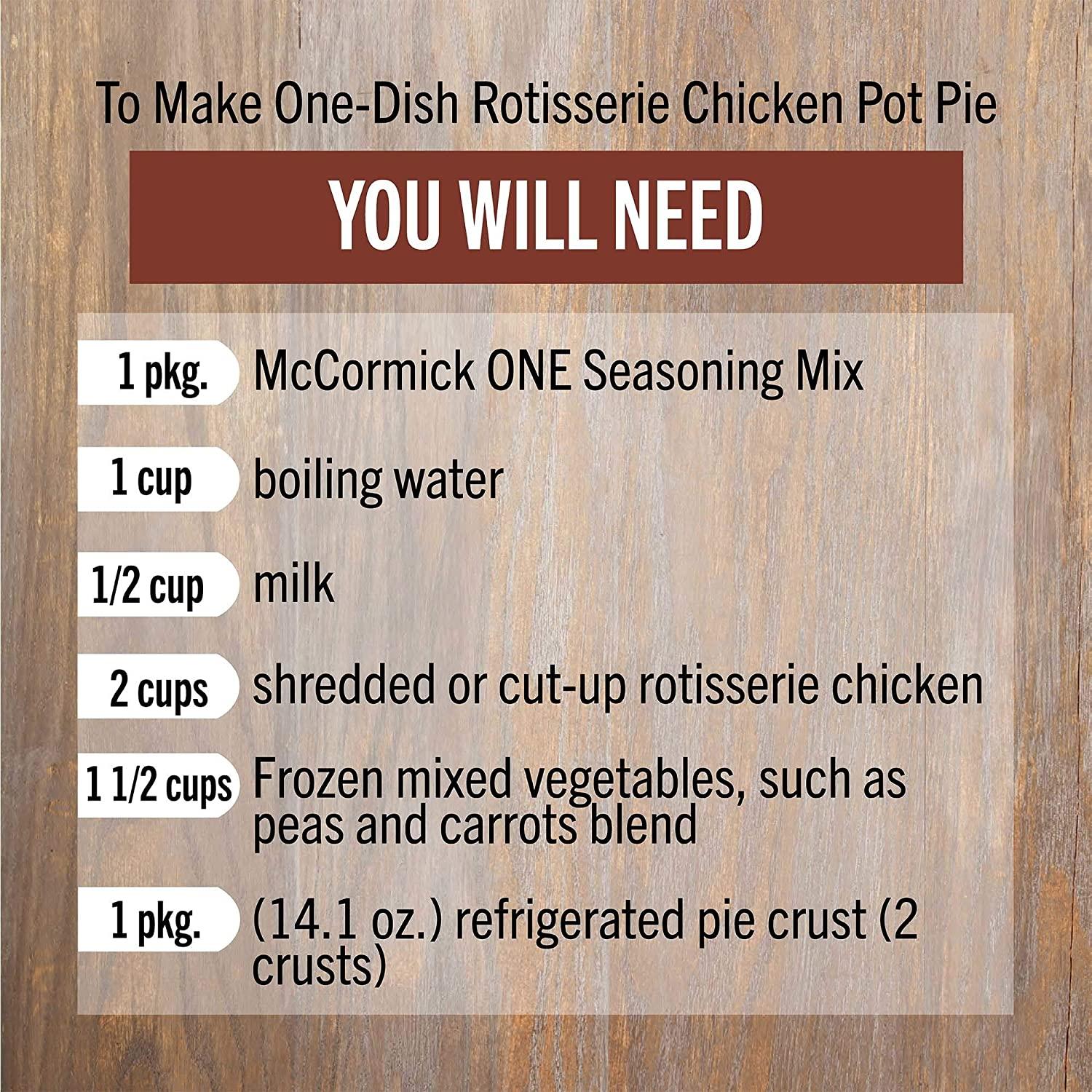 McCormick ONE Rotisserie Chicken Pot Pie Seasoning Mix 1.25oz - Pack of ...