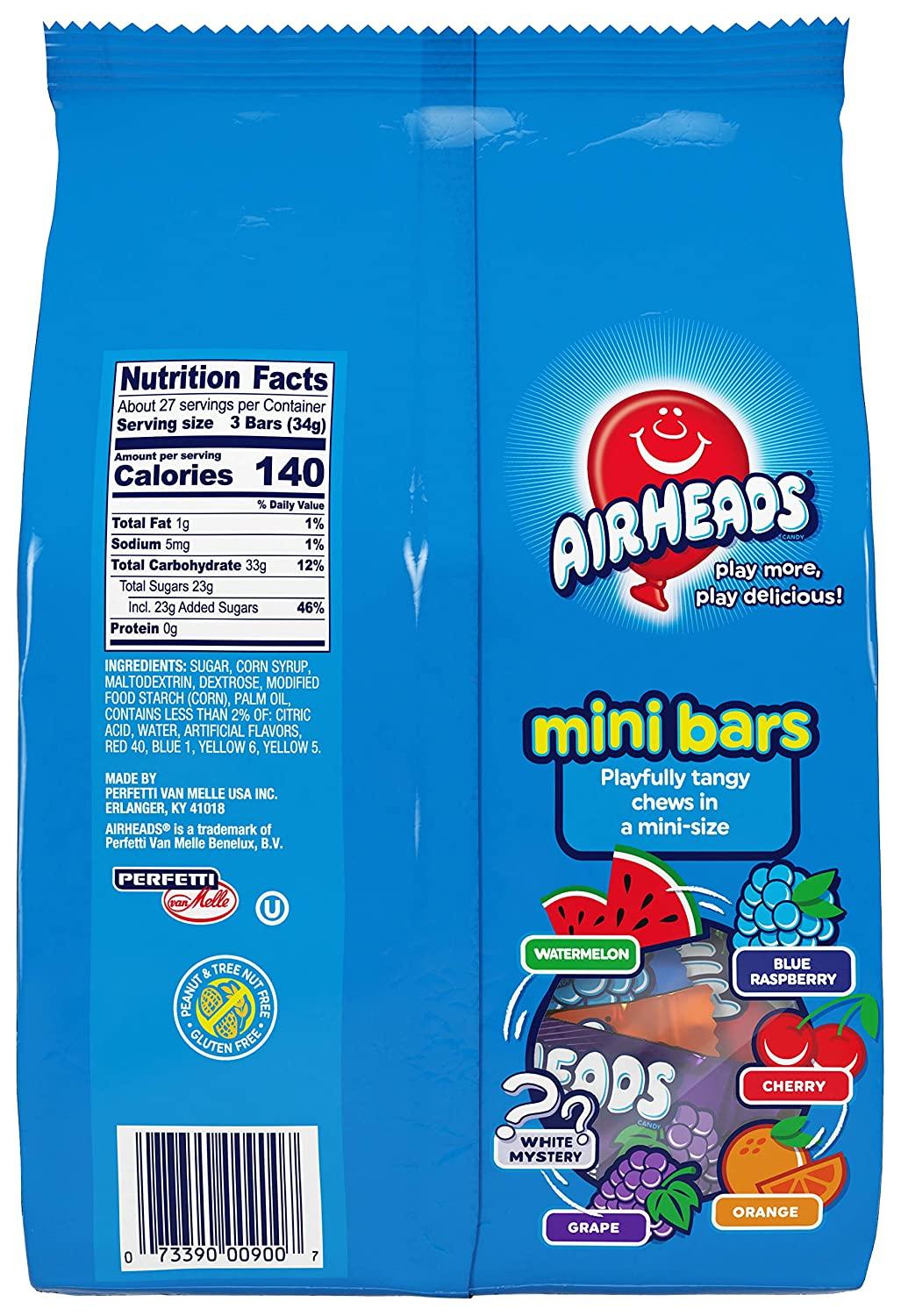 Airheads Candy Mini Bars Assorted Fruit Flavors Individually Wrapped ...