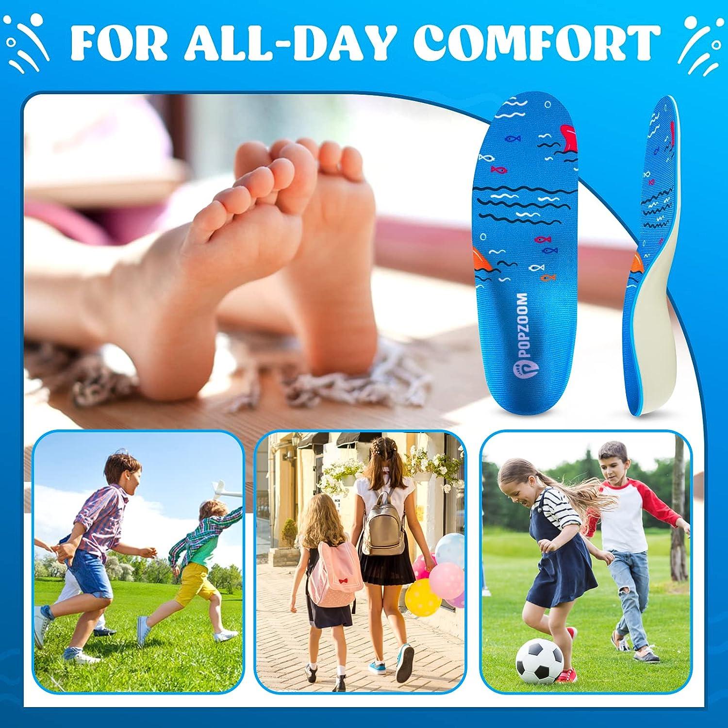 Kids Flat Feet Arch Support Insoles - Blue M (Size 2.5-3.5) for Plantar ...