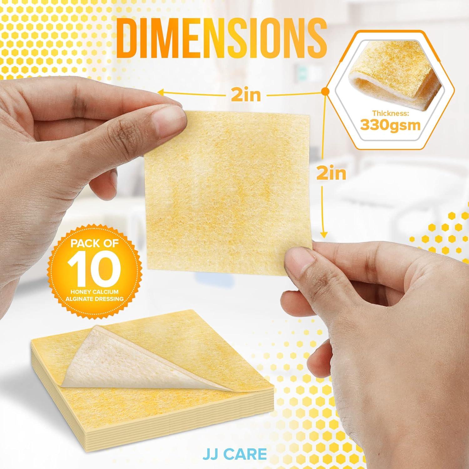 JJ CARE Honey Calcium Alginate Dressing 2x2 Inch 10-Pack - Manuka Honey ...