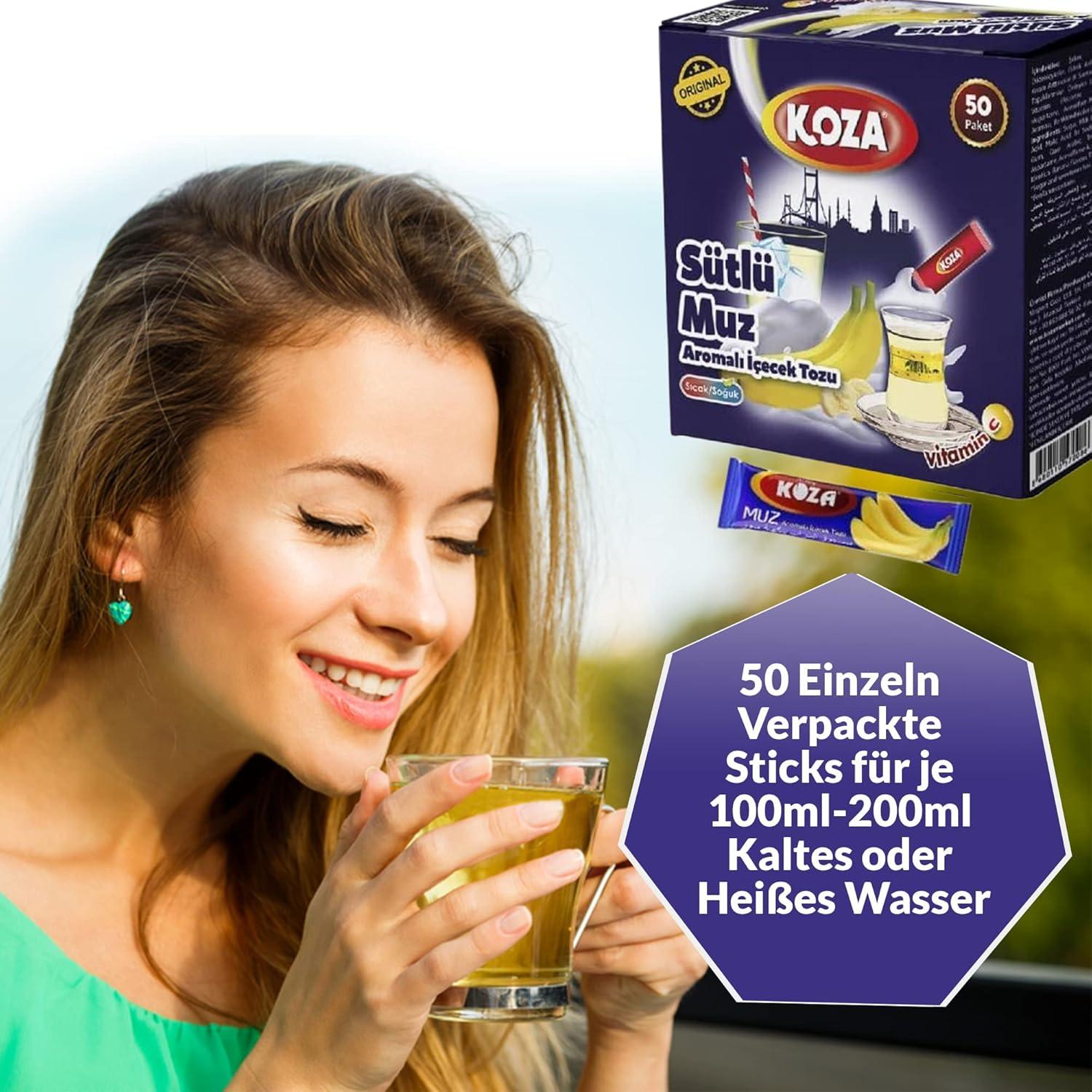 Koza Banana Milk Instant Beverage Powder - 50 Individually Packaged ...