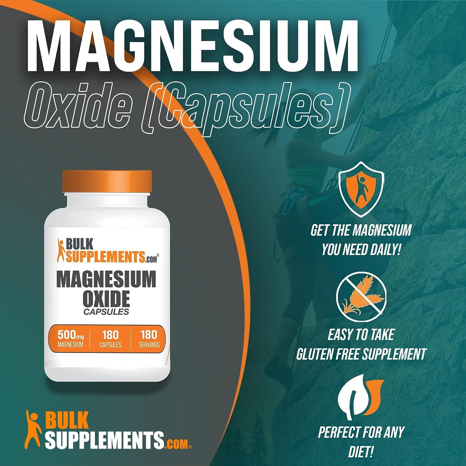 BulkSupplements.com Magnesium Oxide Capsules - Magnesium Supplement ...