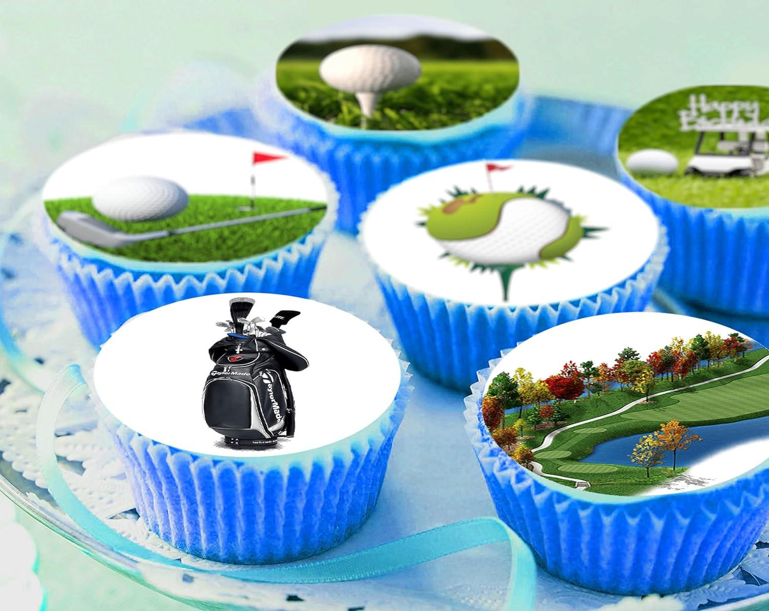 24 x Pre-Cut Golf 1 Edible Stand up Wafer Paper Cupcake Toppers Cake ...