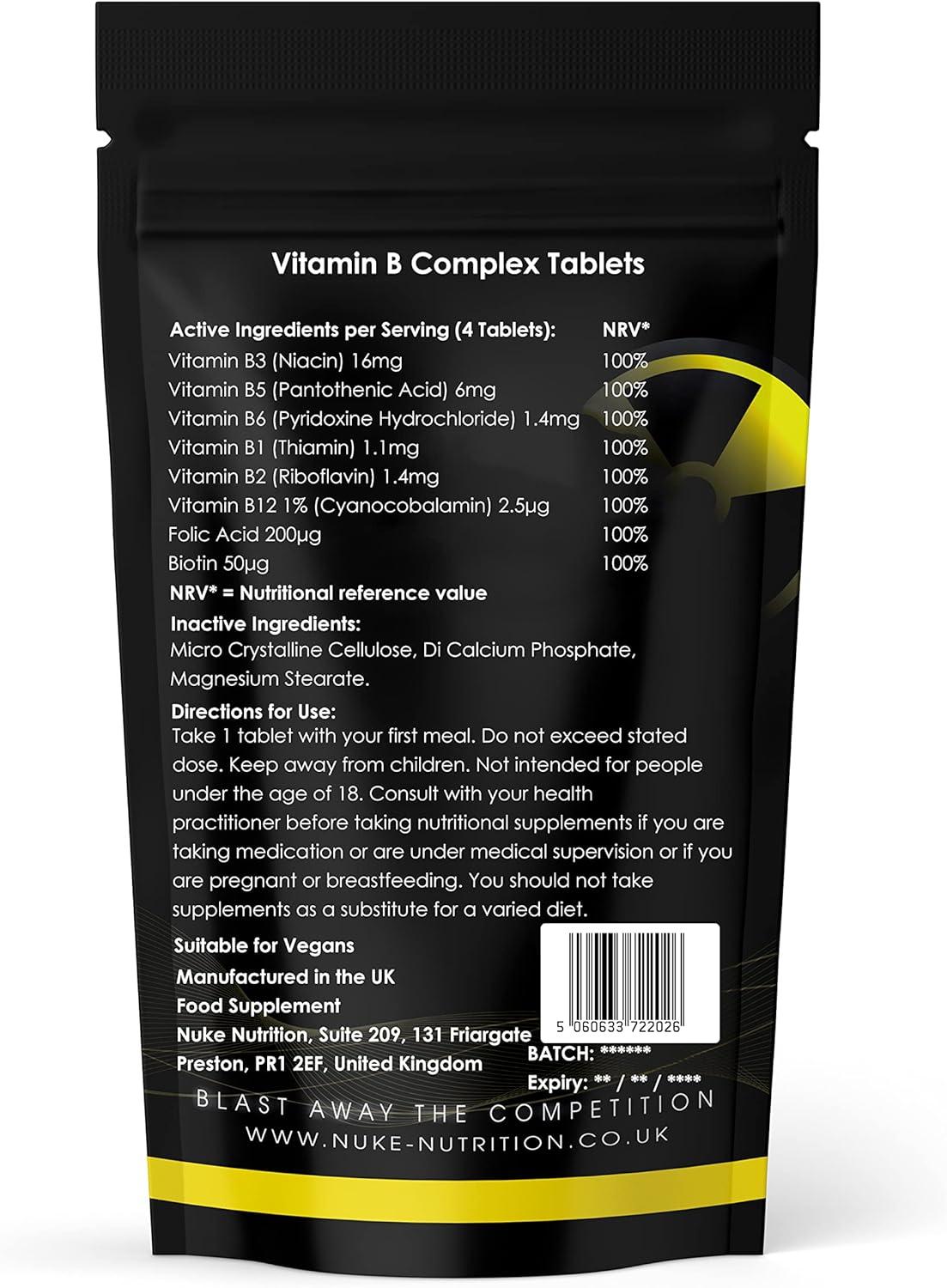 Nuke Nutrition Vitamin B Complex - 180 Tablets | Complete High Strength ...