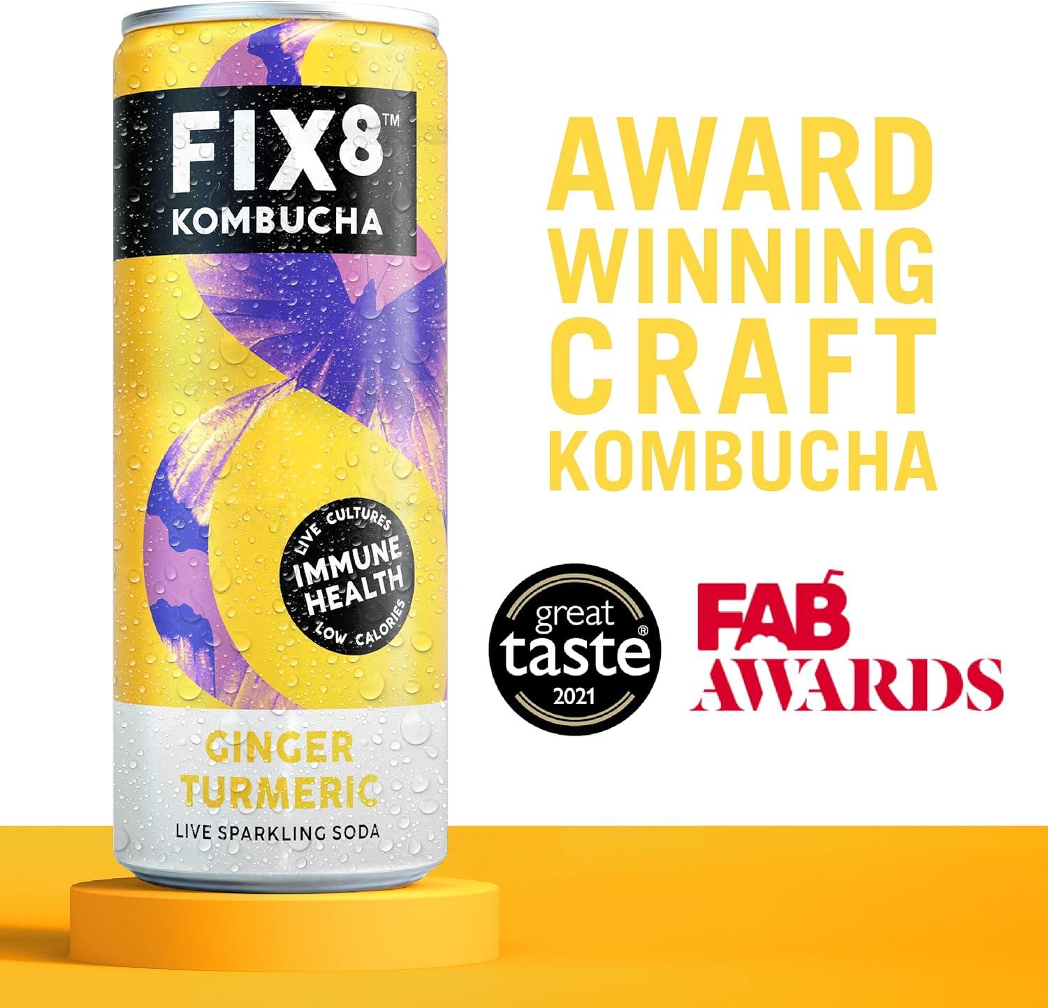 Fix8 Kombucha Drink - Live Cultures, Probiotics, Immune-Boosting, Low ...