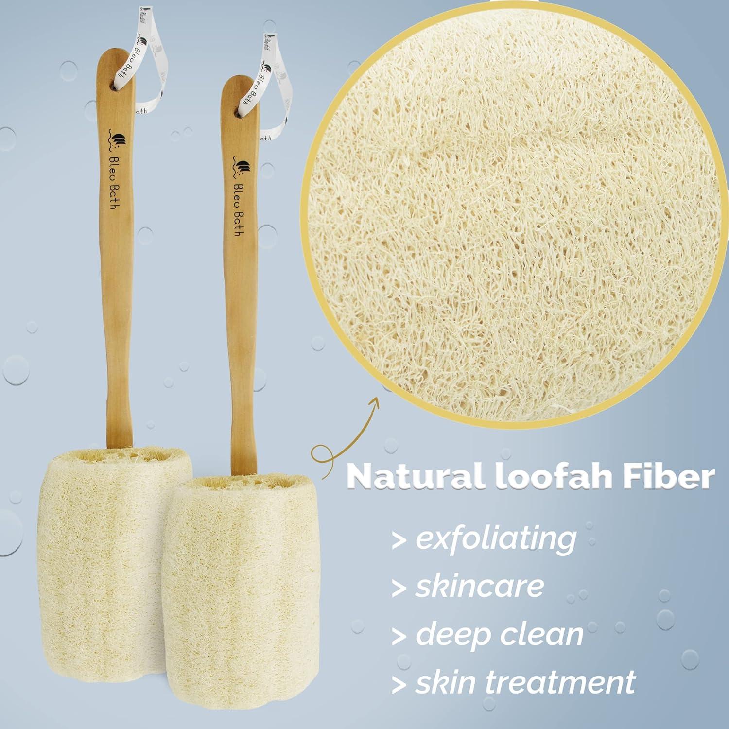 Bleu Bath 2 Pack Exfoliating Loofah Back Brush - 100% Natural Organic ...