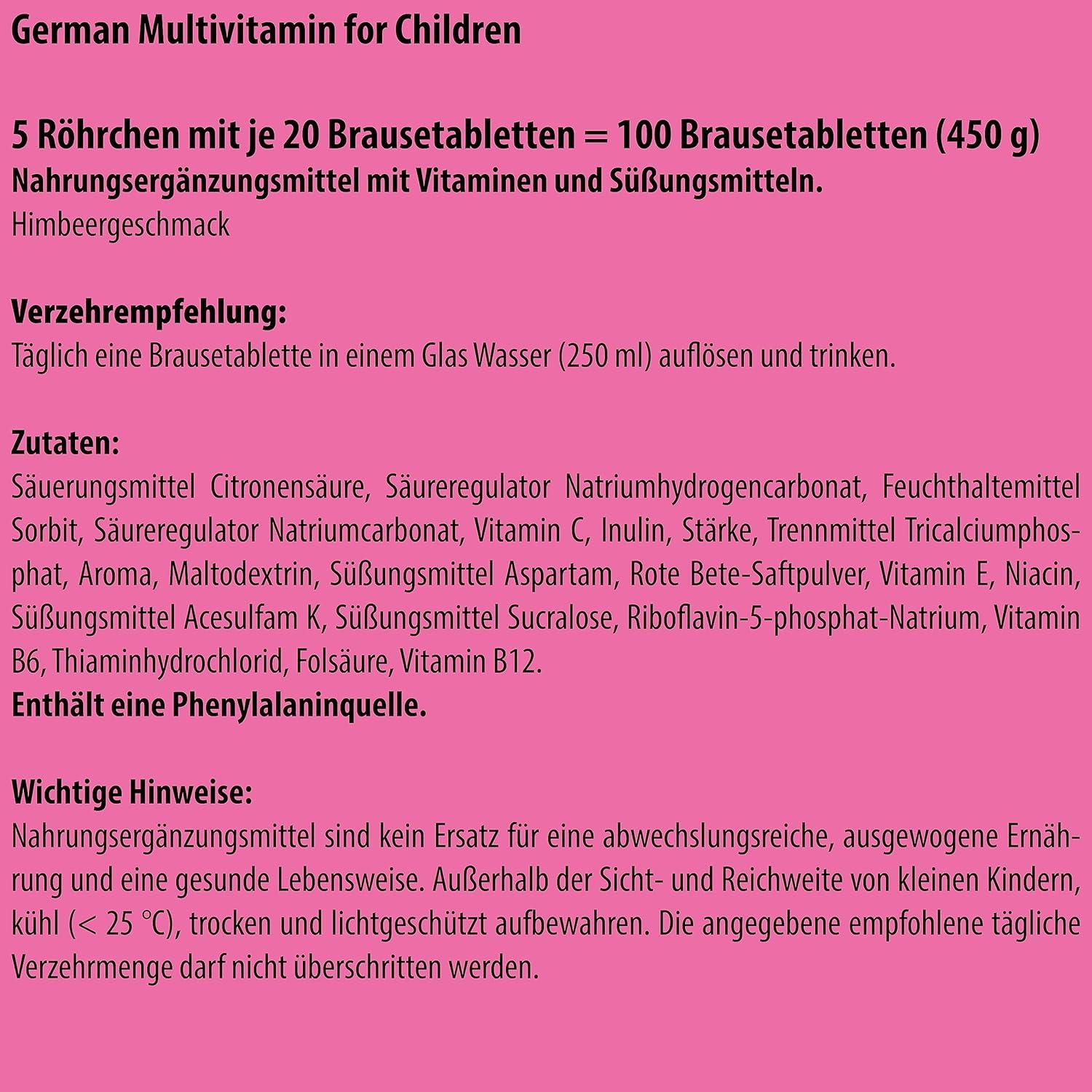 Buy German Multivitamin Effervescent Tablets for Children - 5x20 Sweet ...