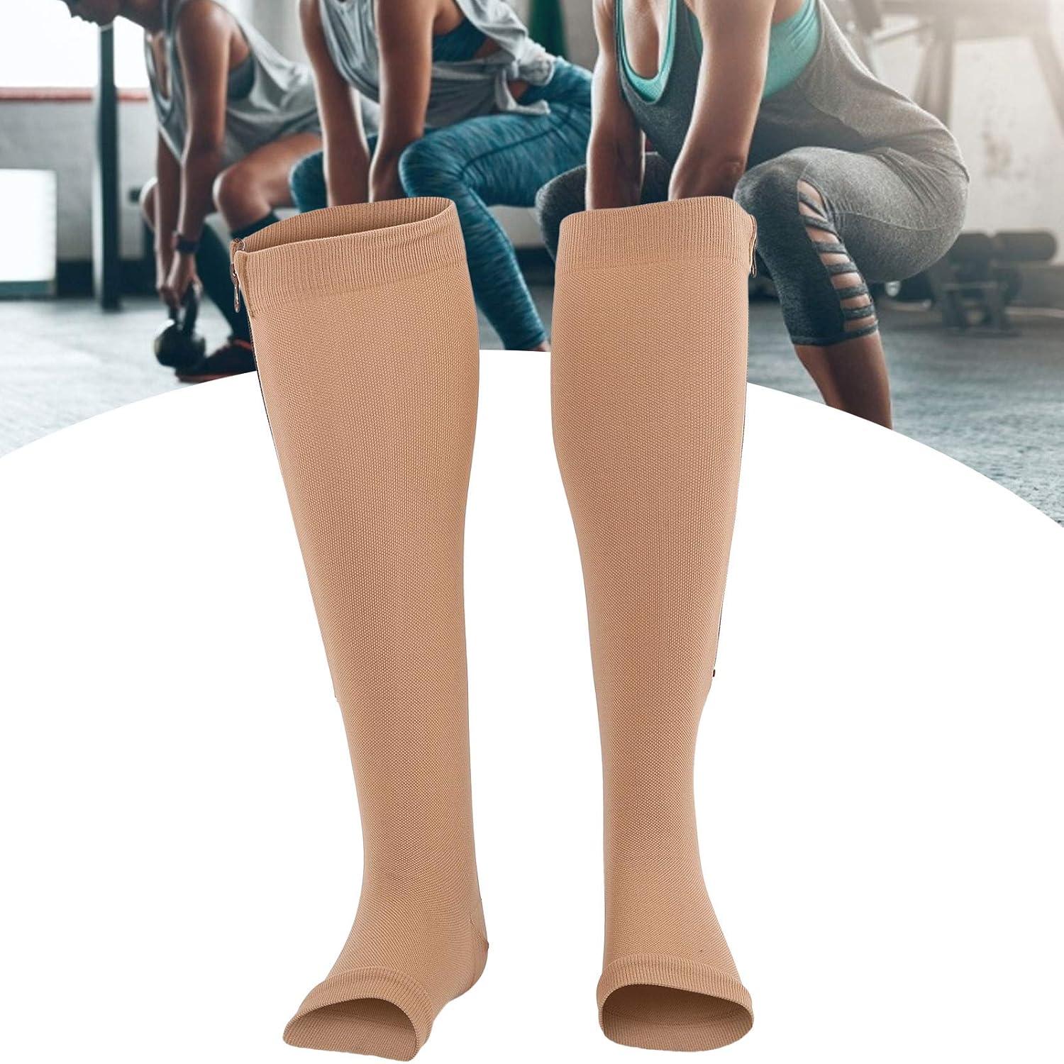 Buy Compression Stockings with Zipper - Open Toe for Edema & Pregnancy ...