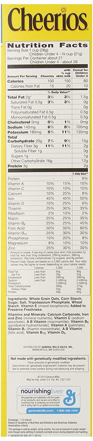 Cheerios Gluten-Free Family Size 21 oz. Cereal Box (Pack of 2 ...