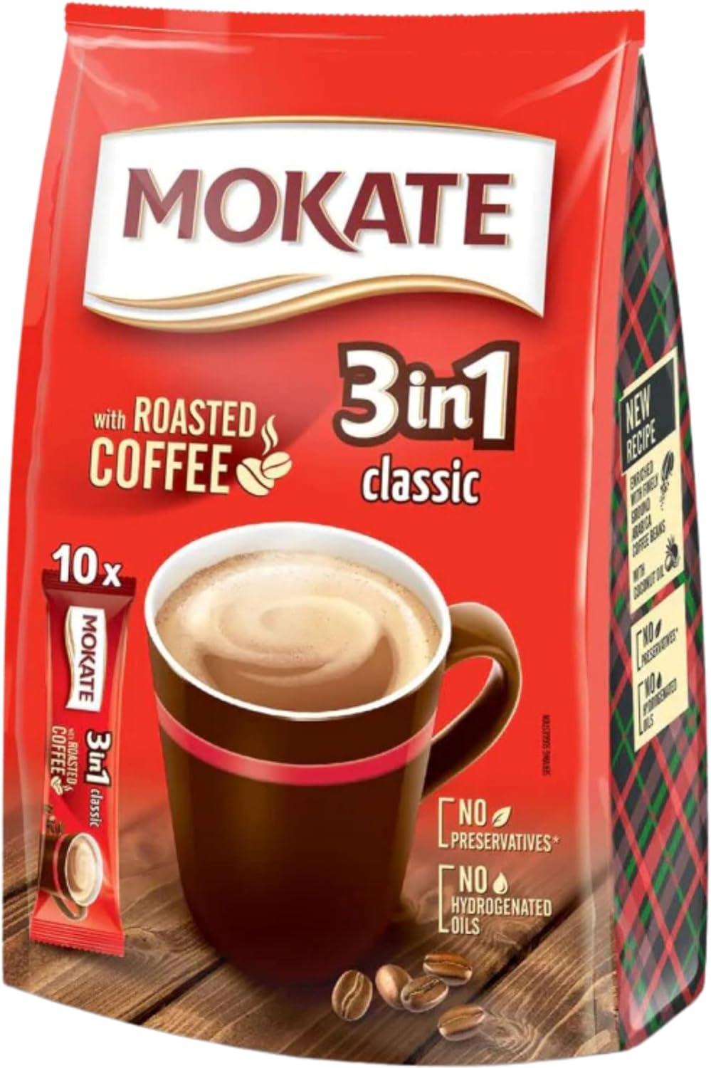 Mokate 3 in 1 Classic Instant Coffee 10 Sticks 170g - Pack of 5 - Premium Coffee Mix with Sugar ...