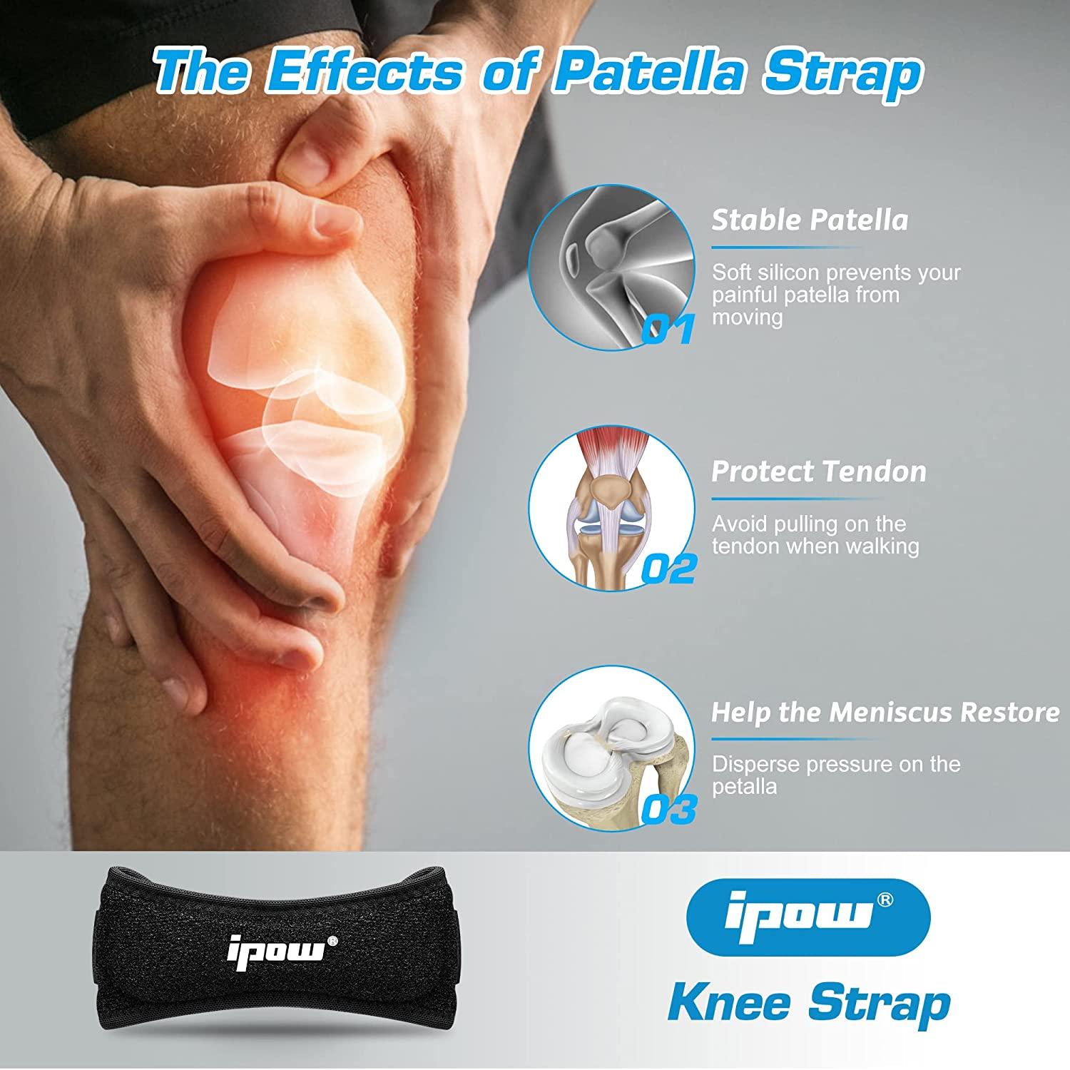 IPOW 2 Pack Knee Strap Brace for Pain Relief & Patella Stabilization ...