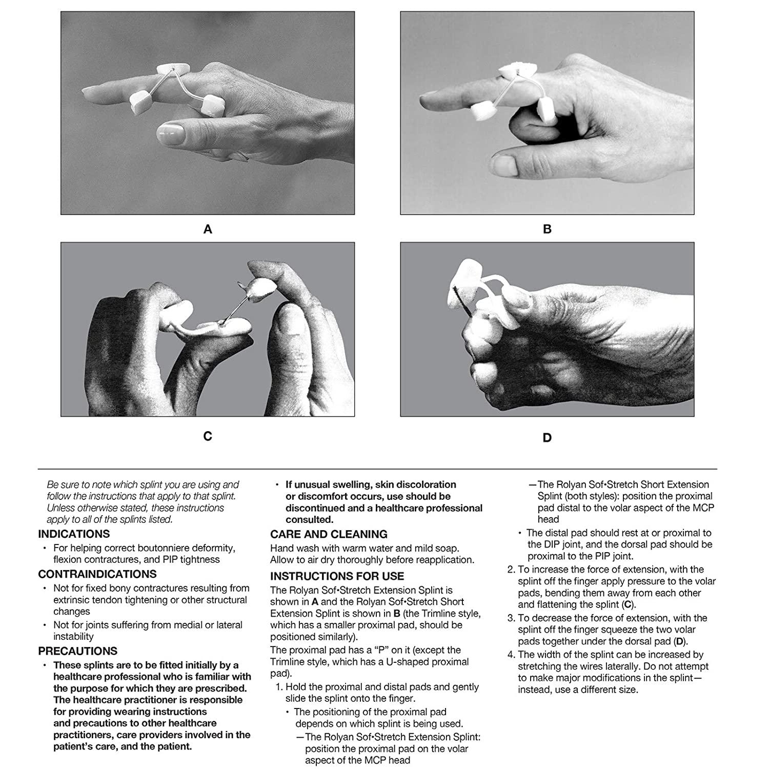 Rolyan 66085 Sof-Stretch Extension Splint Finger Brace - Small White - 1 Pack | Buy Now with ...